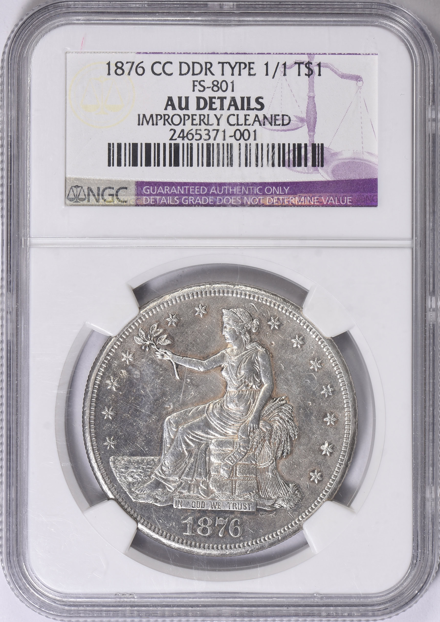 1876-CC Trade Silver Dollar Double Die Reverse FS-801 Type 1/1 NGC AU Details (Item 1712959 ...