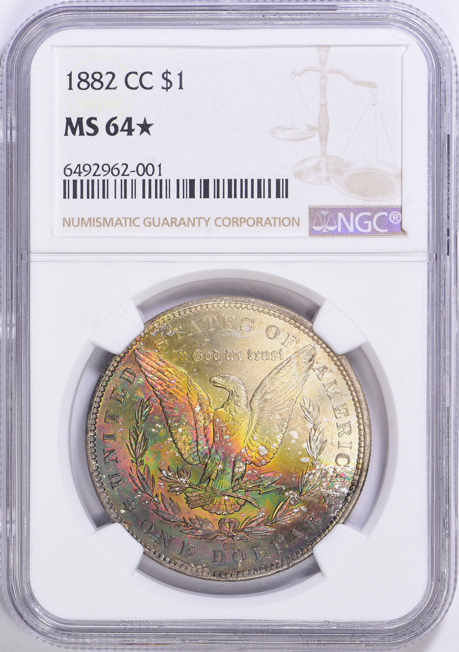 1882-CC Morgan Silver Dollar NGC MS-64 ★ (Toned) (Item 1712963) | GreatCollections Coin Auctions