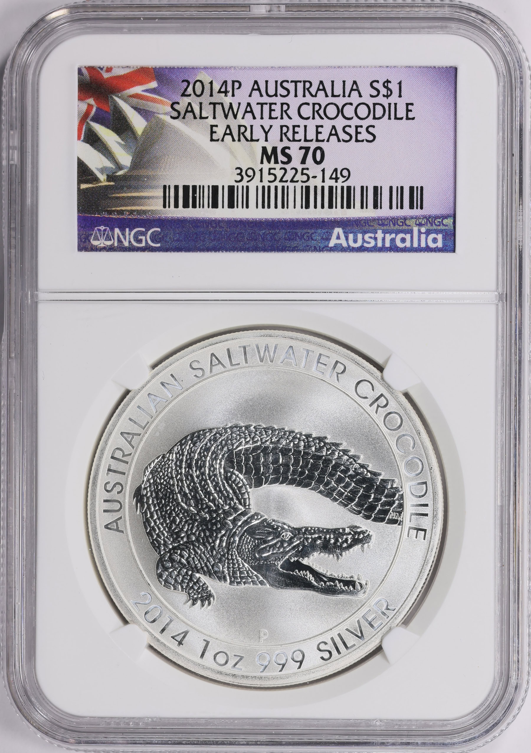 Australia 2014-P Silver Dollar Saltwater Crocodile Early Releases NGC ...