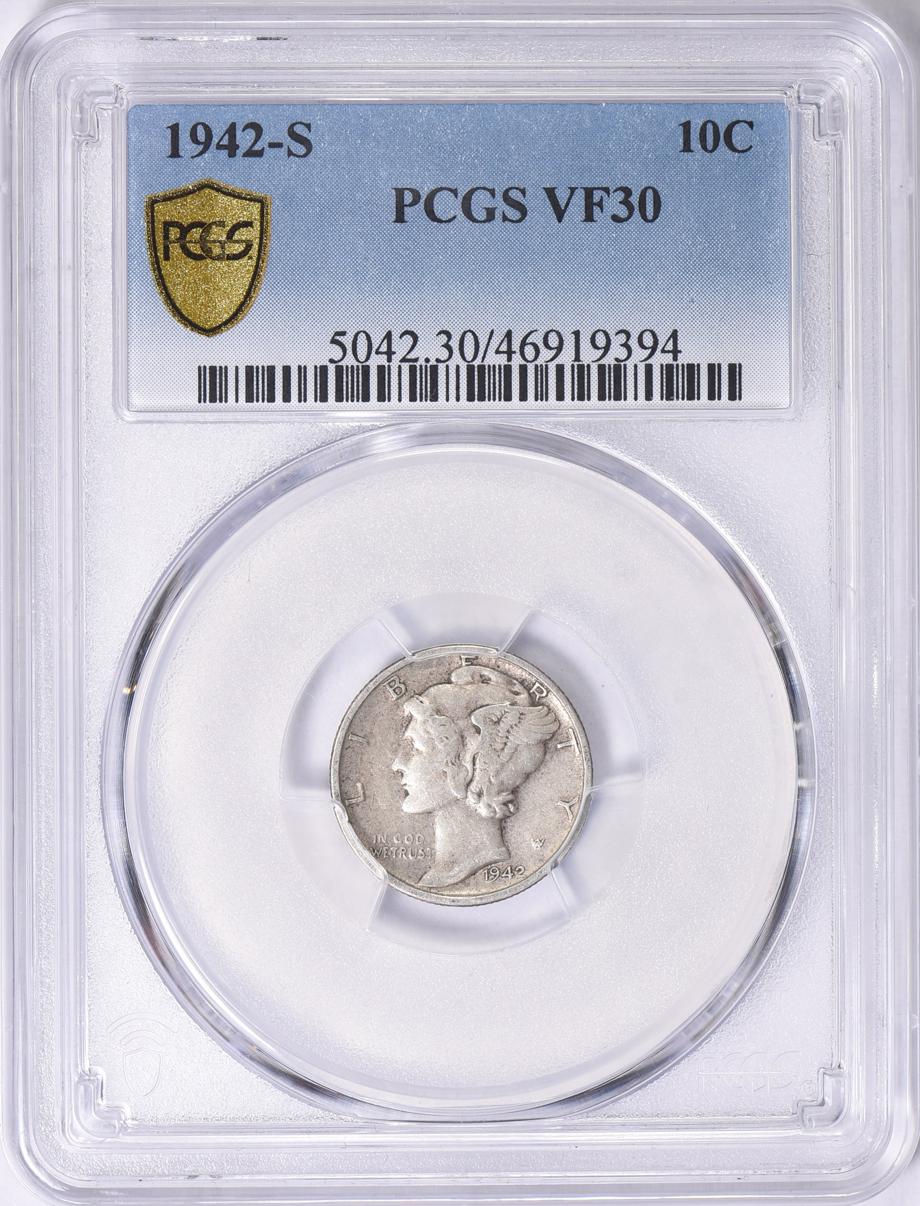 1942-S Mercury Dime PCGS VF-30 (Item 1713190) | GreatCollections Coin Auctions