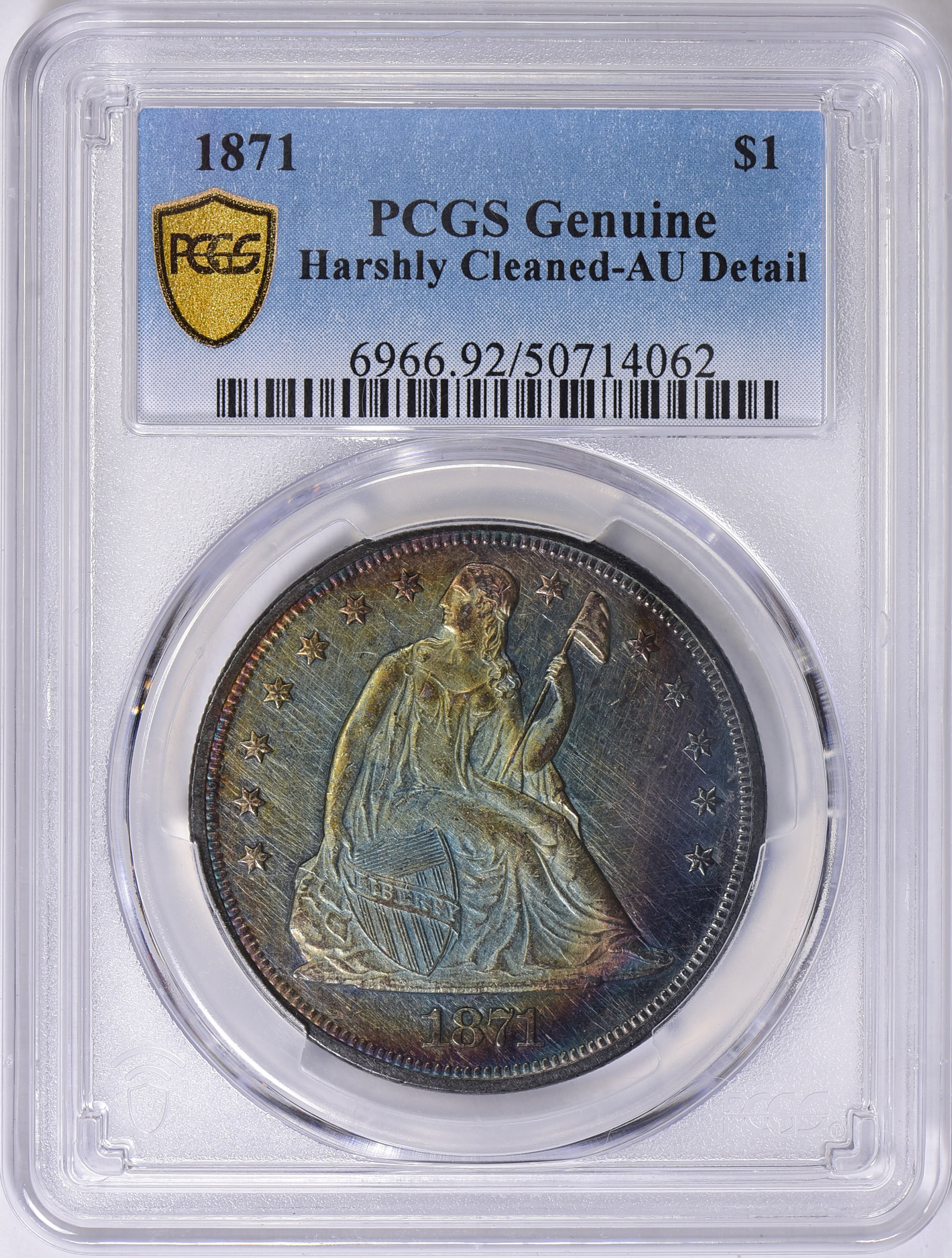 1871 Seated Liberty Silver Dollar PCGS Genuine AU Details (Item 1713250) | GreatCollections Coin ...