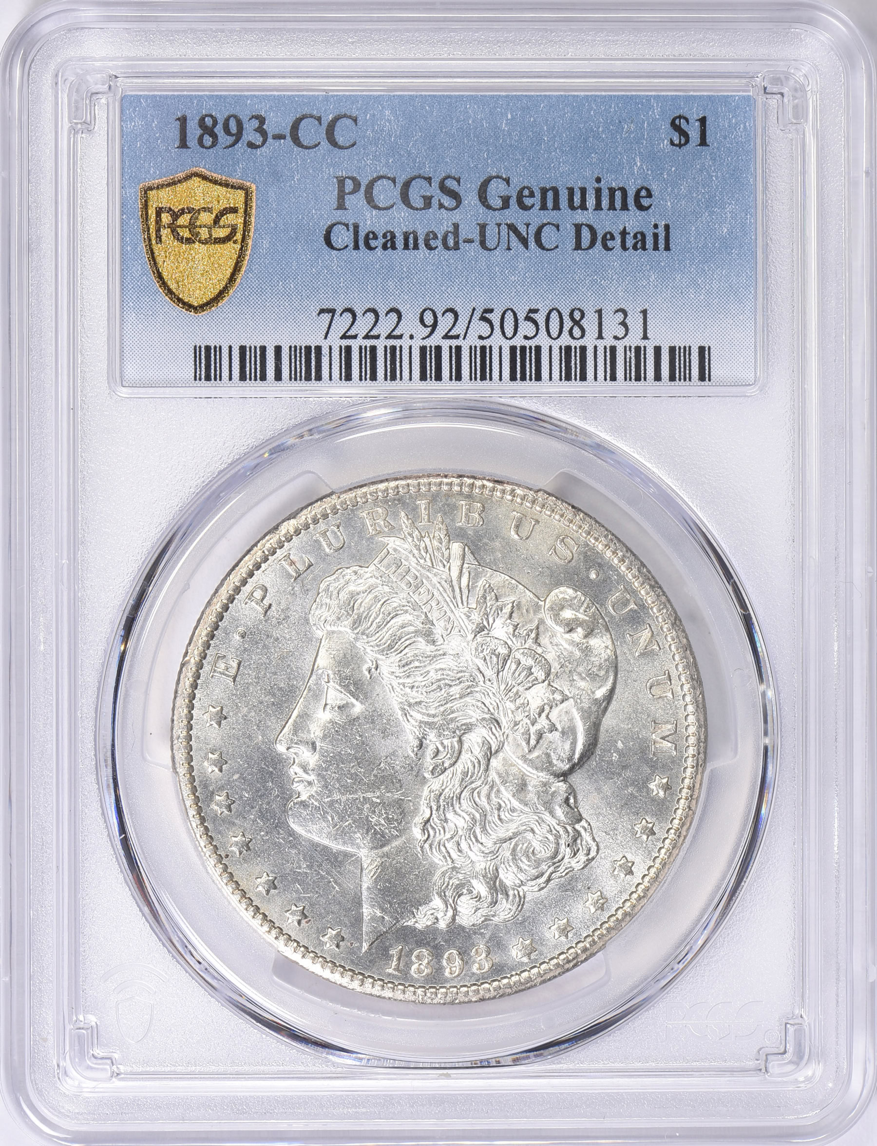 1893-CC Morgan Silver Dollar PCGS Genuine Unc Details (Item 1713277) | GreatCollections Coin ...