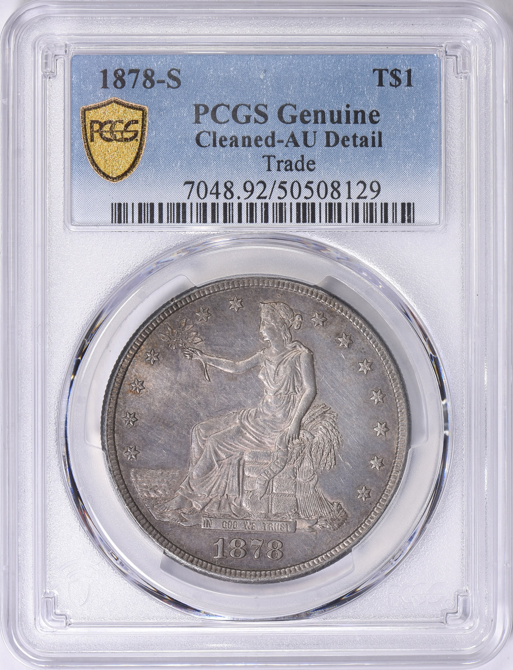 1878-S Trade Silver Dollar PCGS Genuine AU Details (Item 1713278) | GreatCollections Coin Auctions