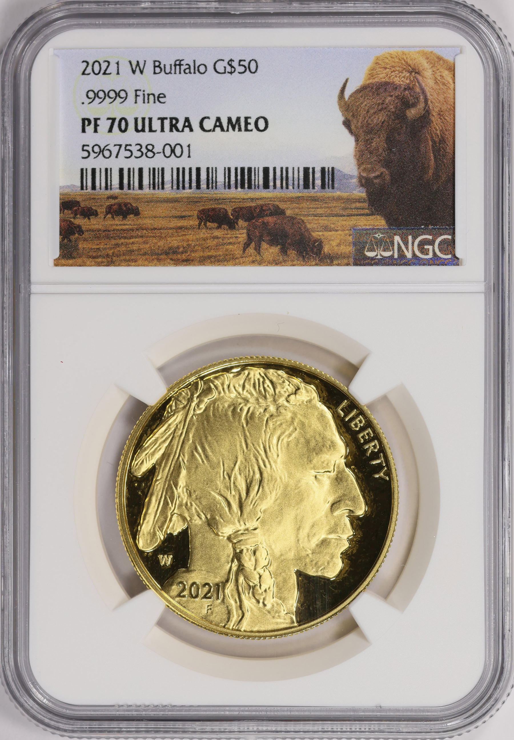 2021-W $50 One-Ounce Gold American Buffalo NGC Proof-70 UC (Item 1713313) | GreatCollections ...