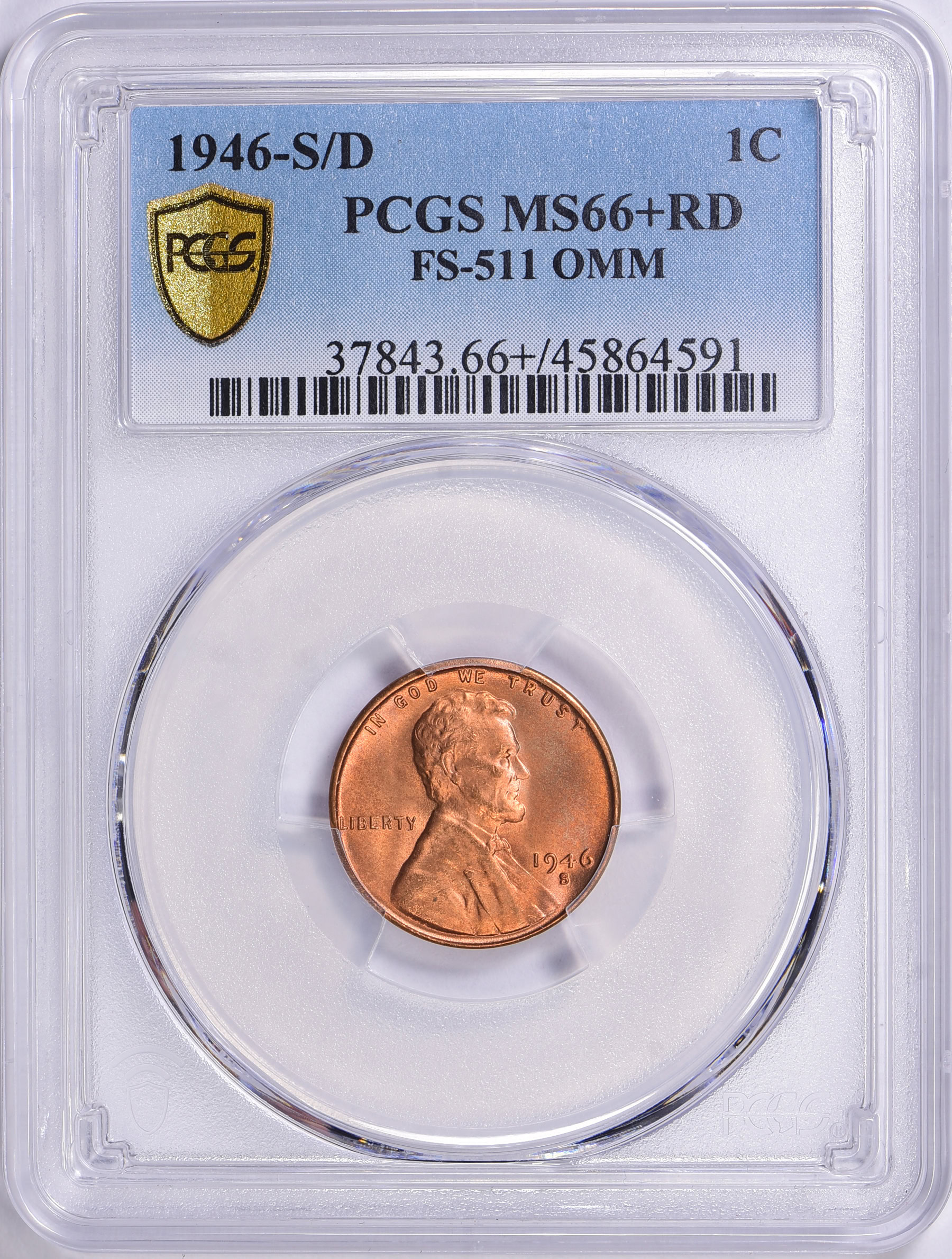 1946-S/D Lincoln Cent Over Mintmark FS-511 PCGS MS-66+ RD (Item 1713337) | GreatCollections Coin ...