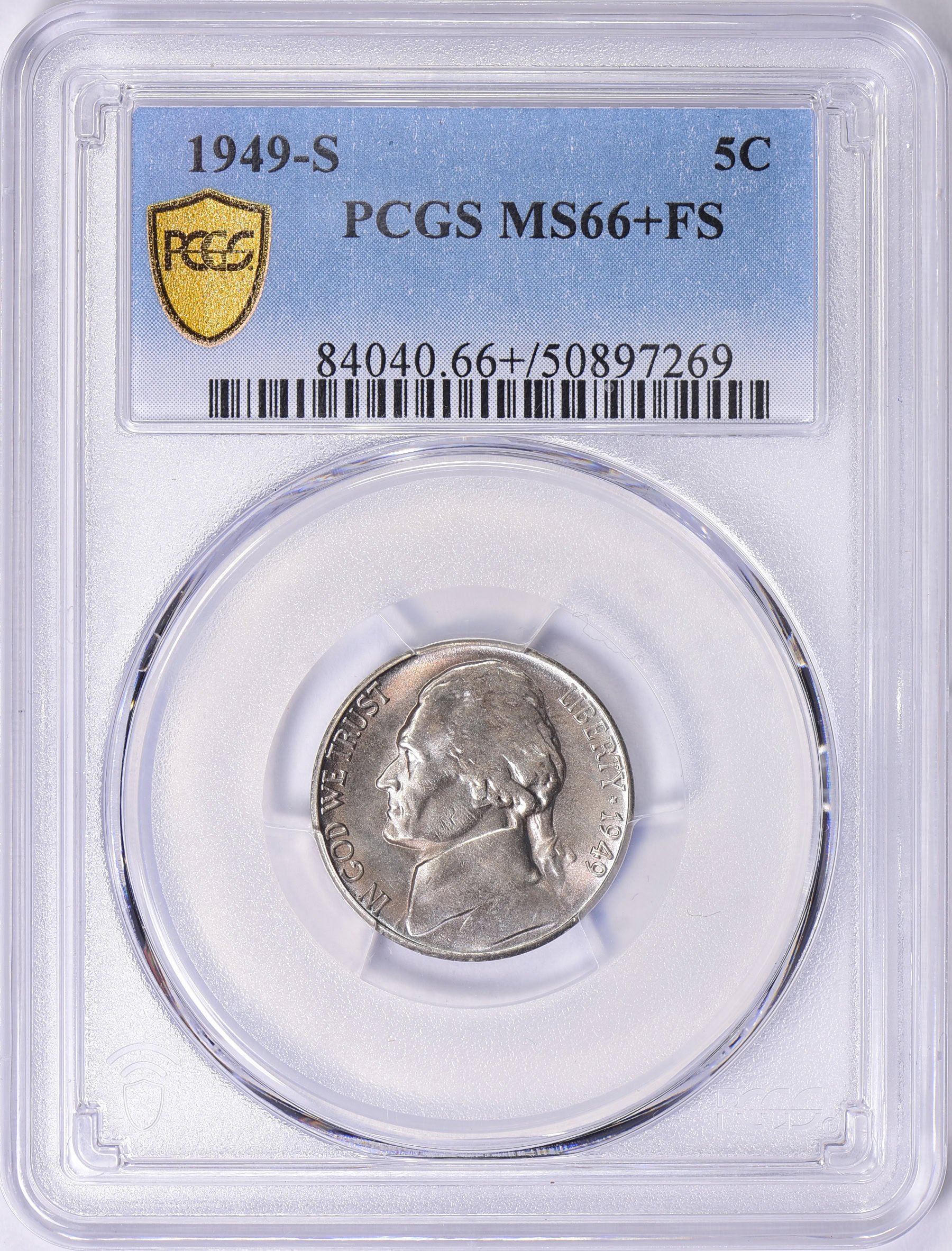1949-S Jefferson Nickel PCGS MS-66+ FS (Item 1713338) | GreatCollections Coin Auctions