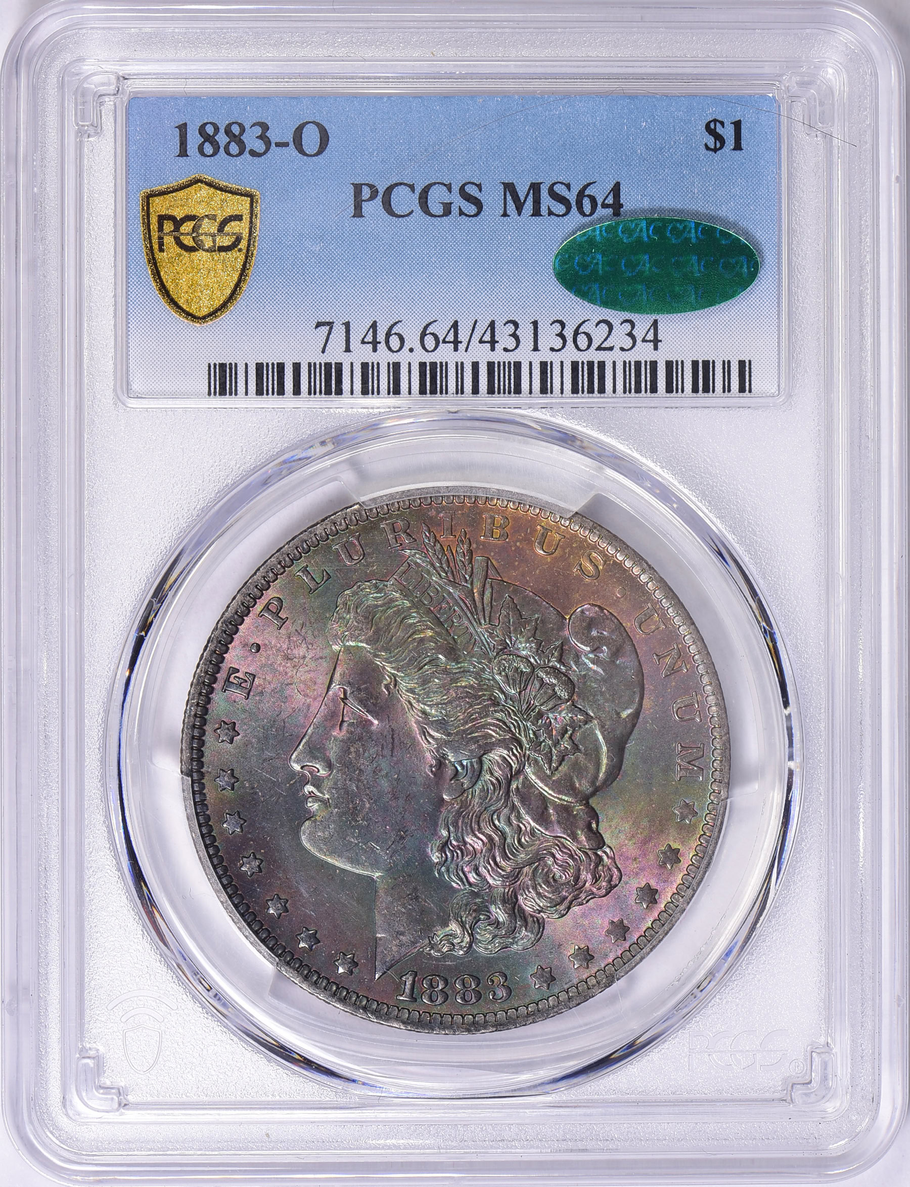 1883-O Morgan Silver Dollar PCGS MS-64 (CAC Green) (Toned) (Item 1713408) | GreatCollections ...