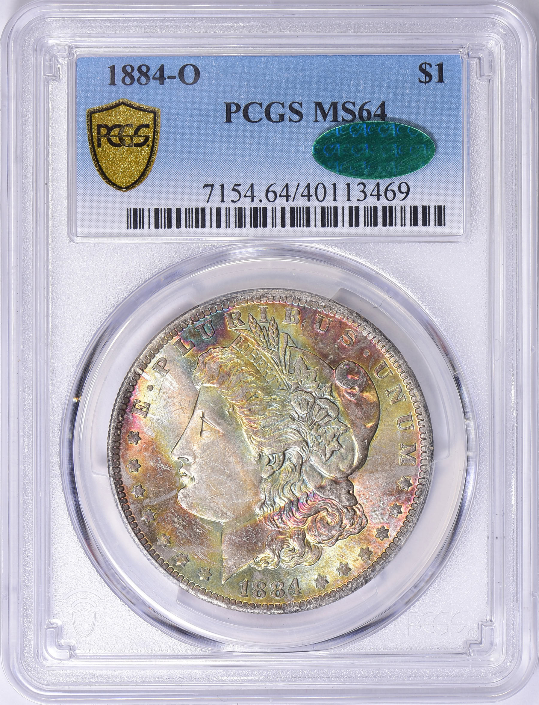 1884-O Morgan Silver Dollar PCGS MS-64 (CAC Green) (Toned) (Item 1713410) | GreatCollections ...