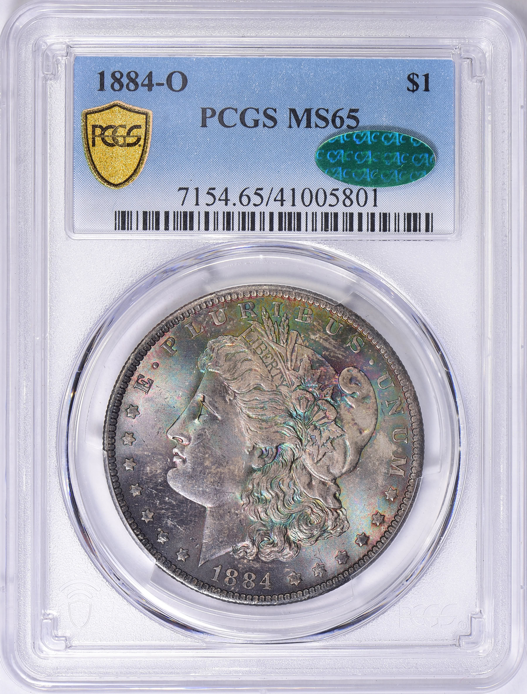 1884-O Morgan Silver Dollar PCGS MS-65 (CAC Green) (Toned) (Item 1713411) | GreatCollections ...