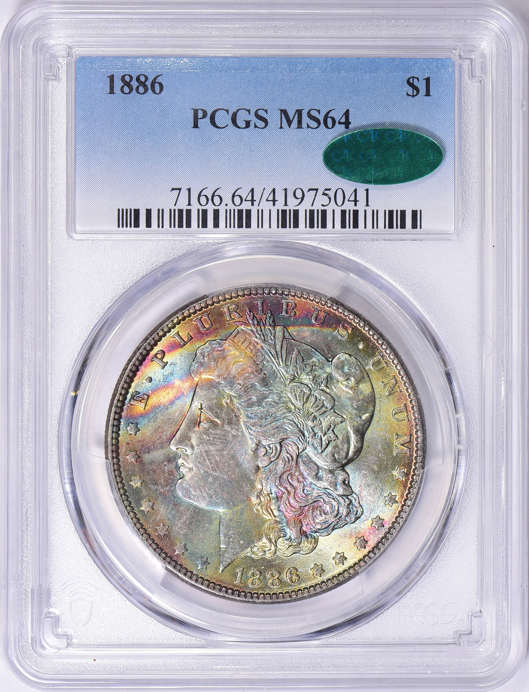 1886 Morgan Silver Dollar PCGS MS-64 (CAC Green) (Toned) (Item 1713415) | GreatCollections Coin ...