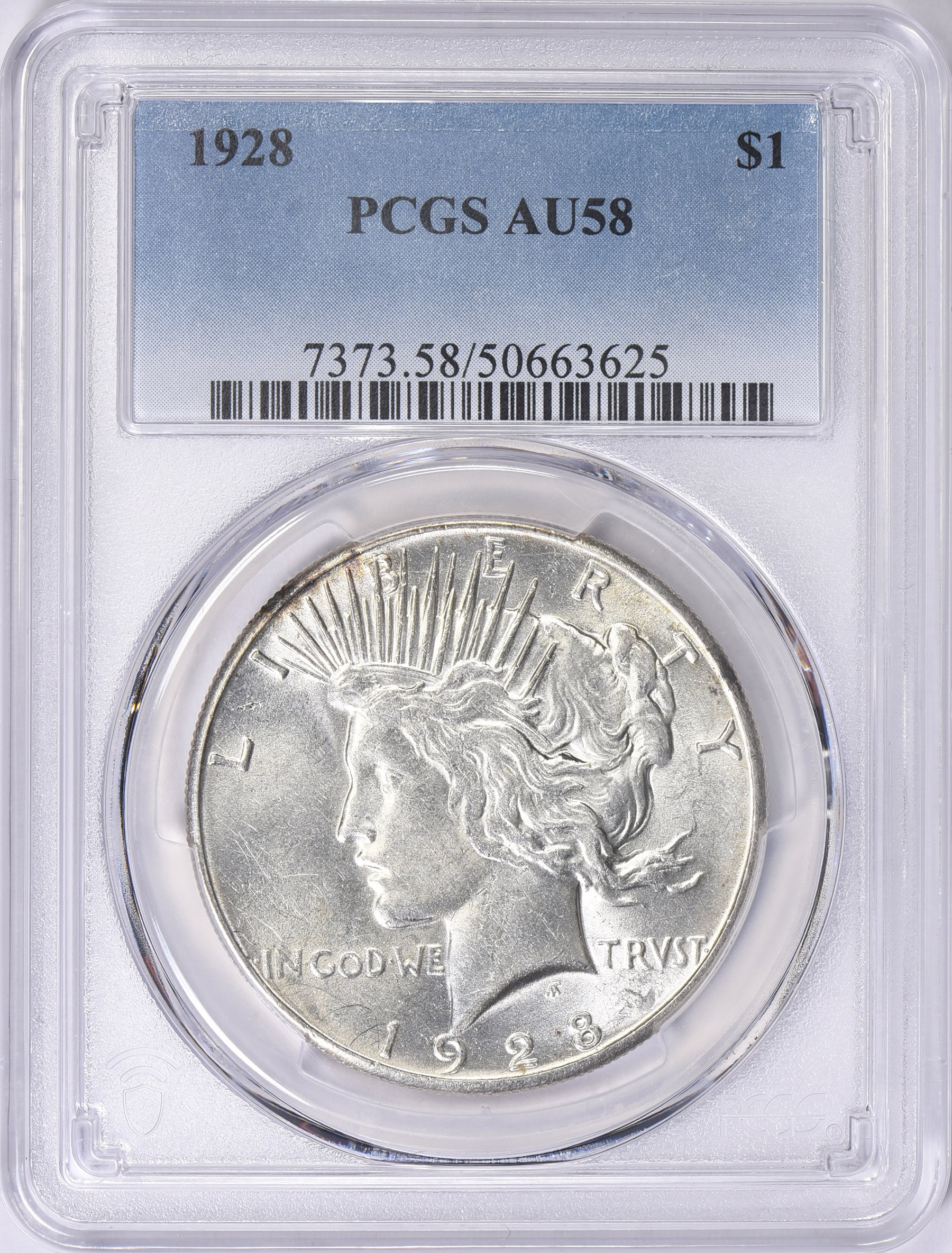 1928 Peace Silver Dollar PCGS AU-58 (Item 1713475) | GreatCollections ...
