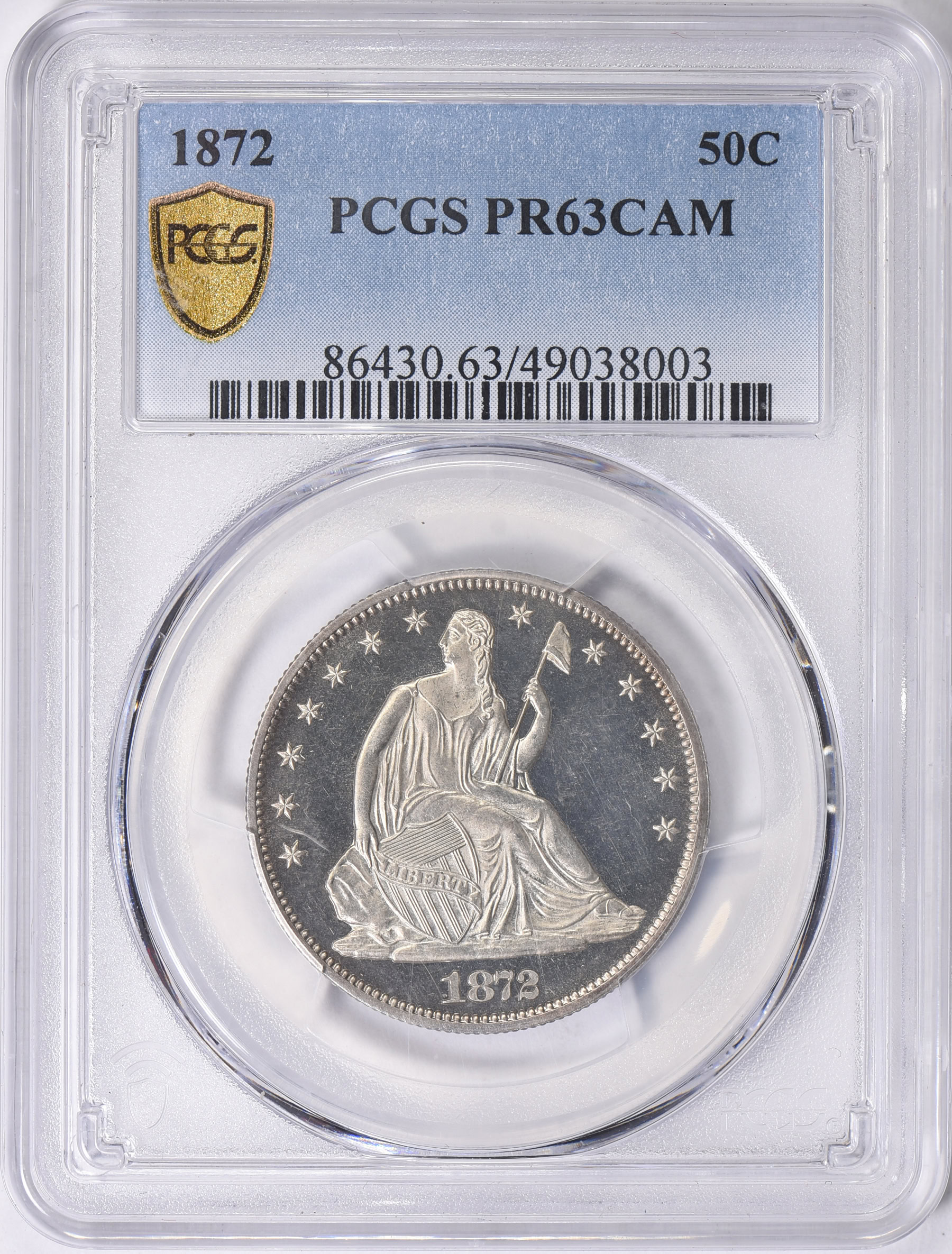 1872 Seated Liberty Half Dollar PCGS Proof-63 CAMEO (Item 1713494) | GreatCollections Coin Auctions