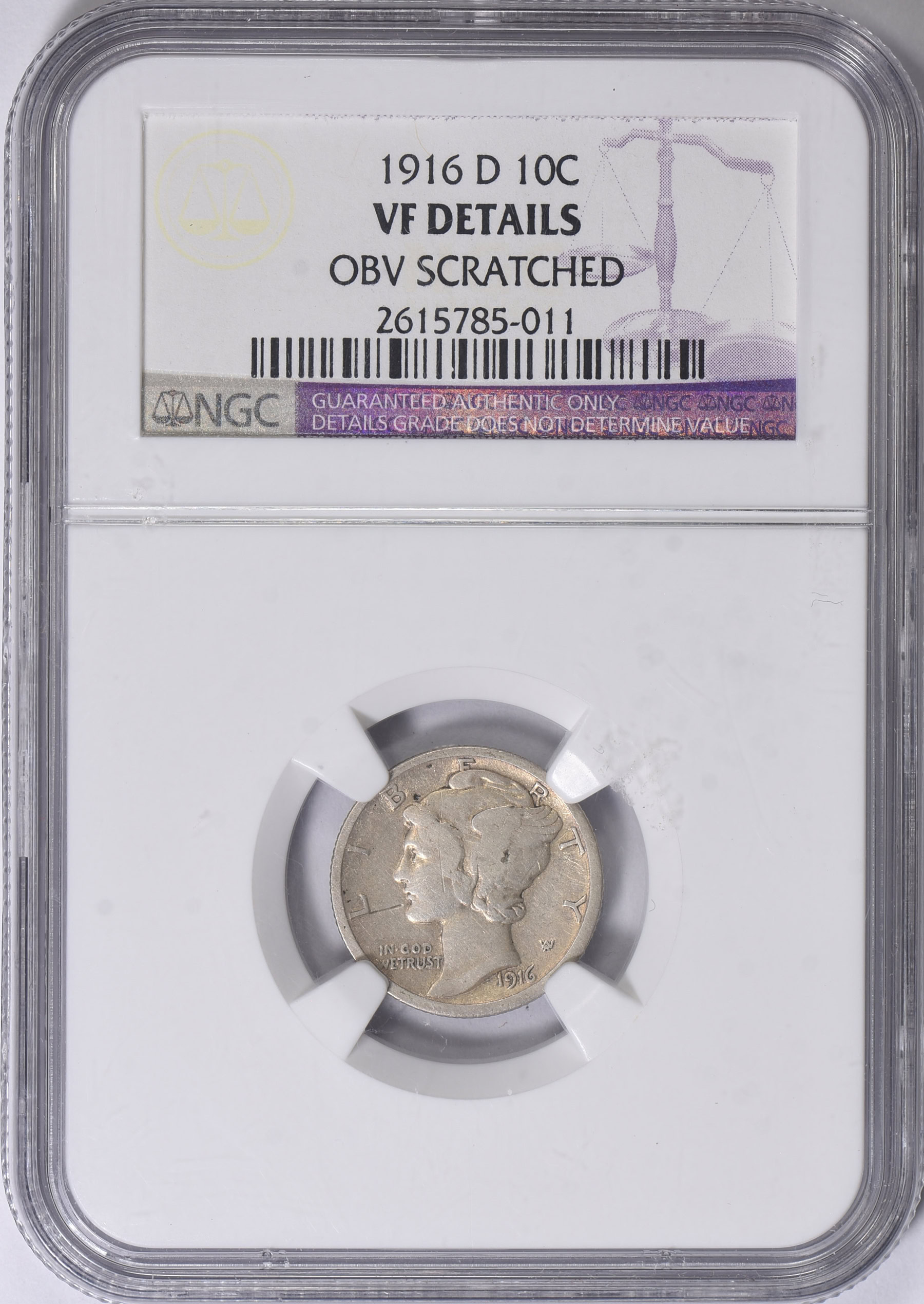 1916-D Mercury Dime NGC VF Details (Item 1713576) | GreatCollections Coin Auctions