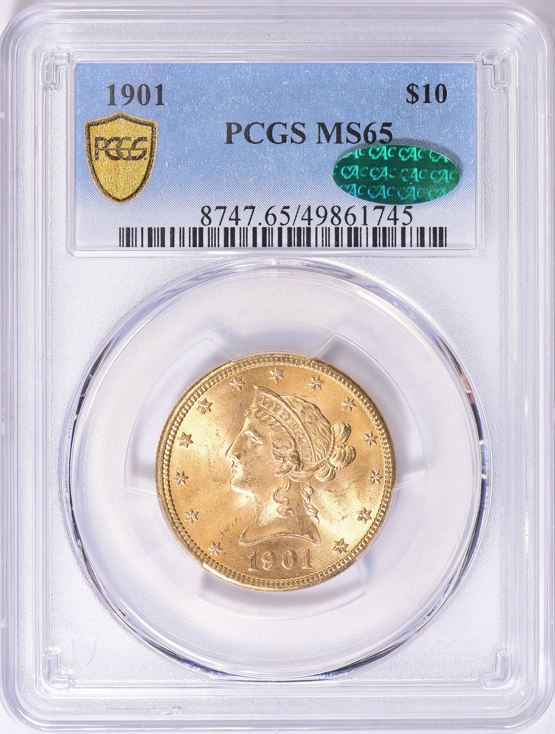 1901 Liberty Gold Eagle PCGS MS-65 (CAC Green) (Item 1713822) | GreatCollections Coin Auctions