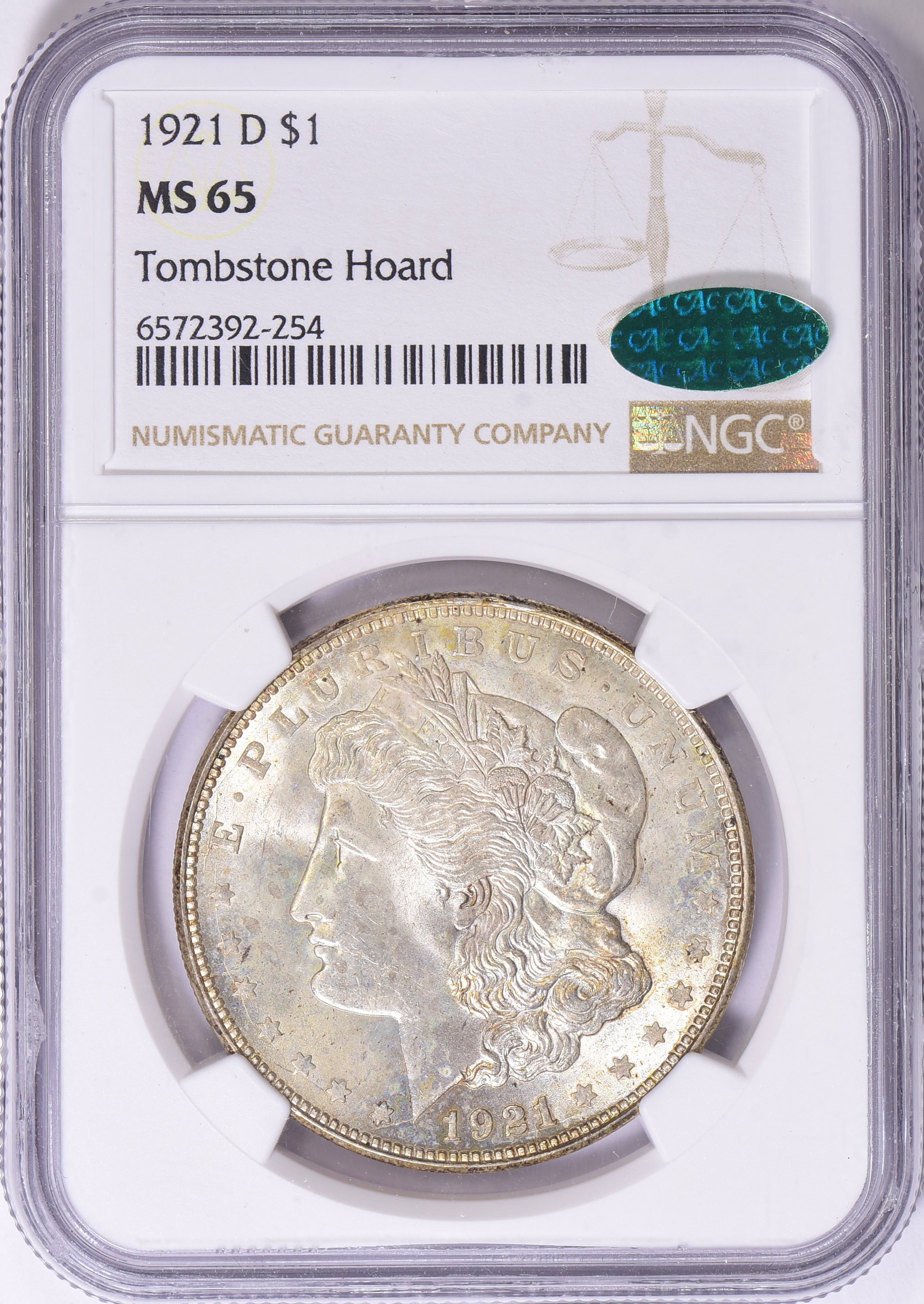 1921-D Morgan Silver Dollar NGC MS-65 (Tombstone Hoard) (CAC Green ...
