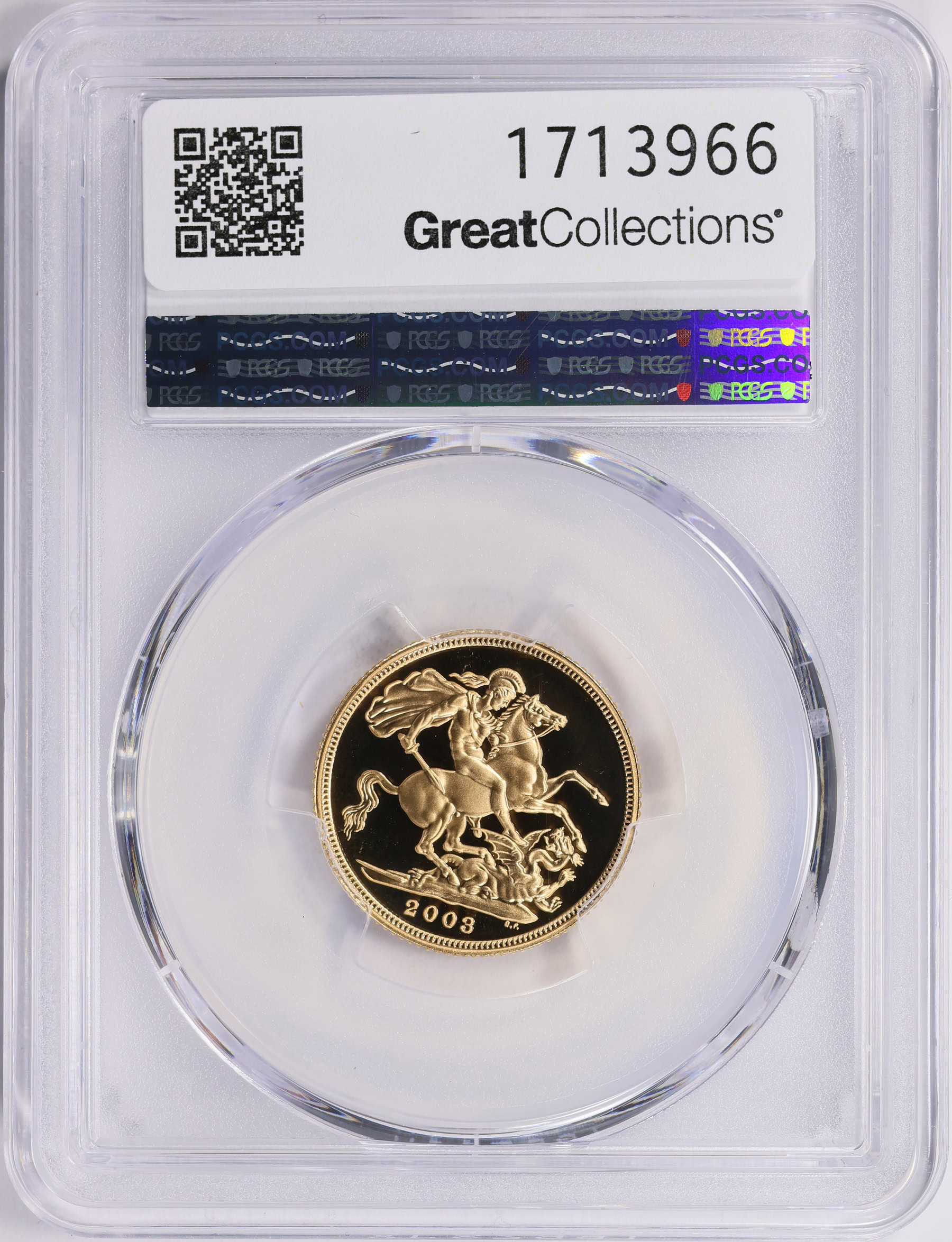 Great Britain 2003 Gold Sovereign St. George KM-1002 PCGS Proof-69 DCAM ...