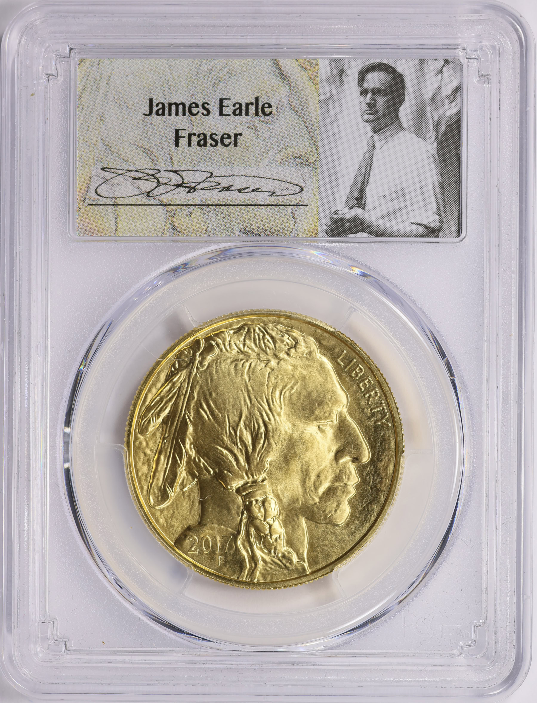 2017 $50 One-Ounce Gold American Buffalo First Strike PCGS MS-70 (James Earle Fraser Label ...