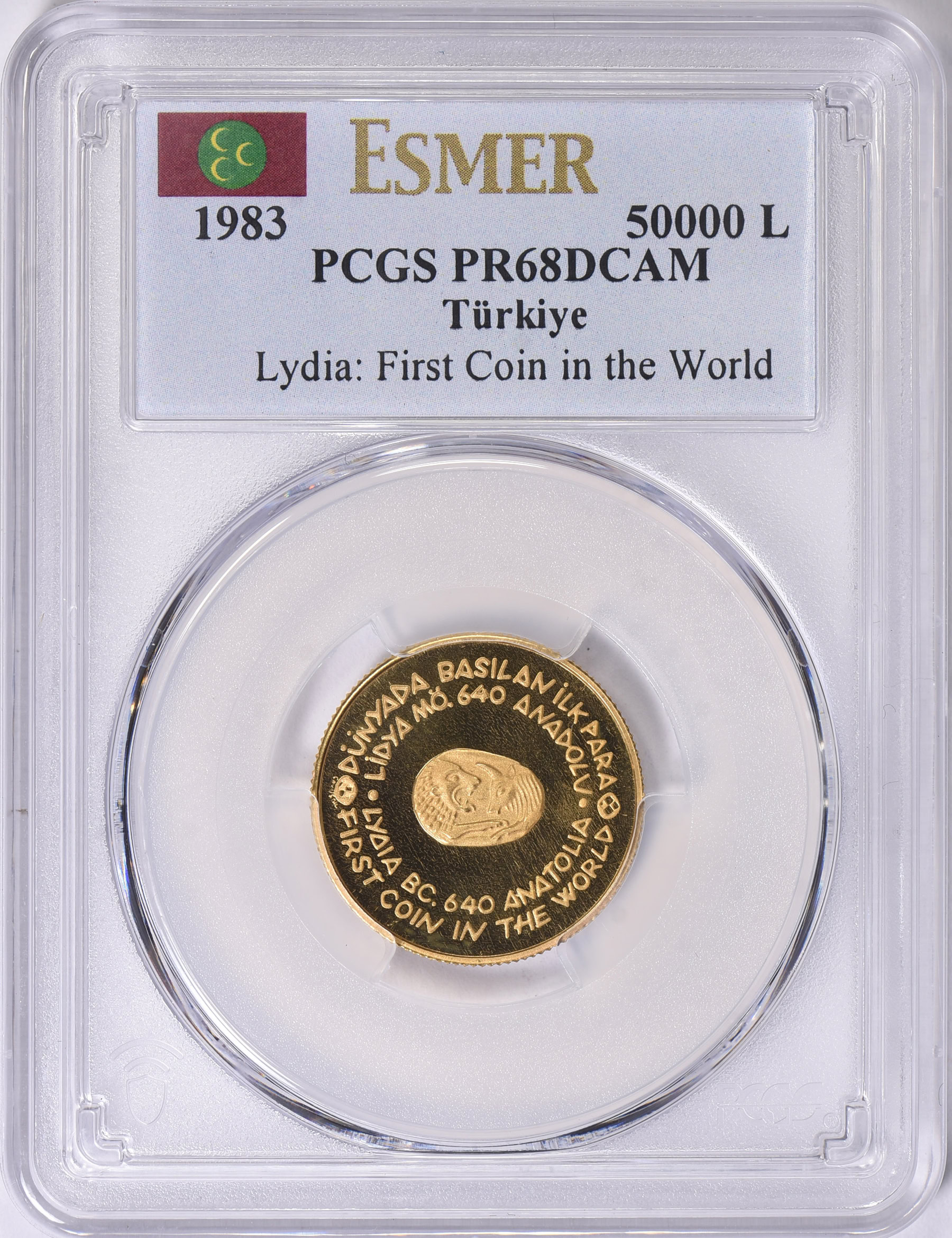 Turkey 1983 Gold 50,000 Lira Lydia: First Coin in the World PCGS Proof ...