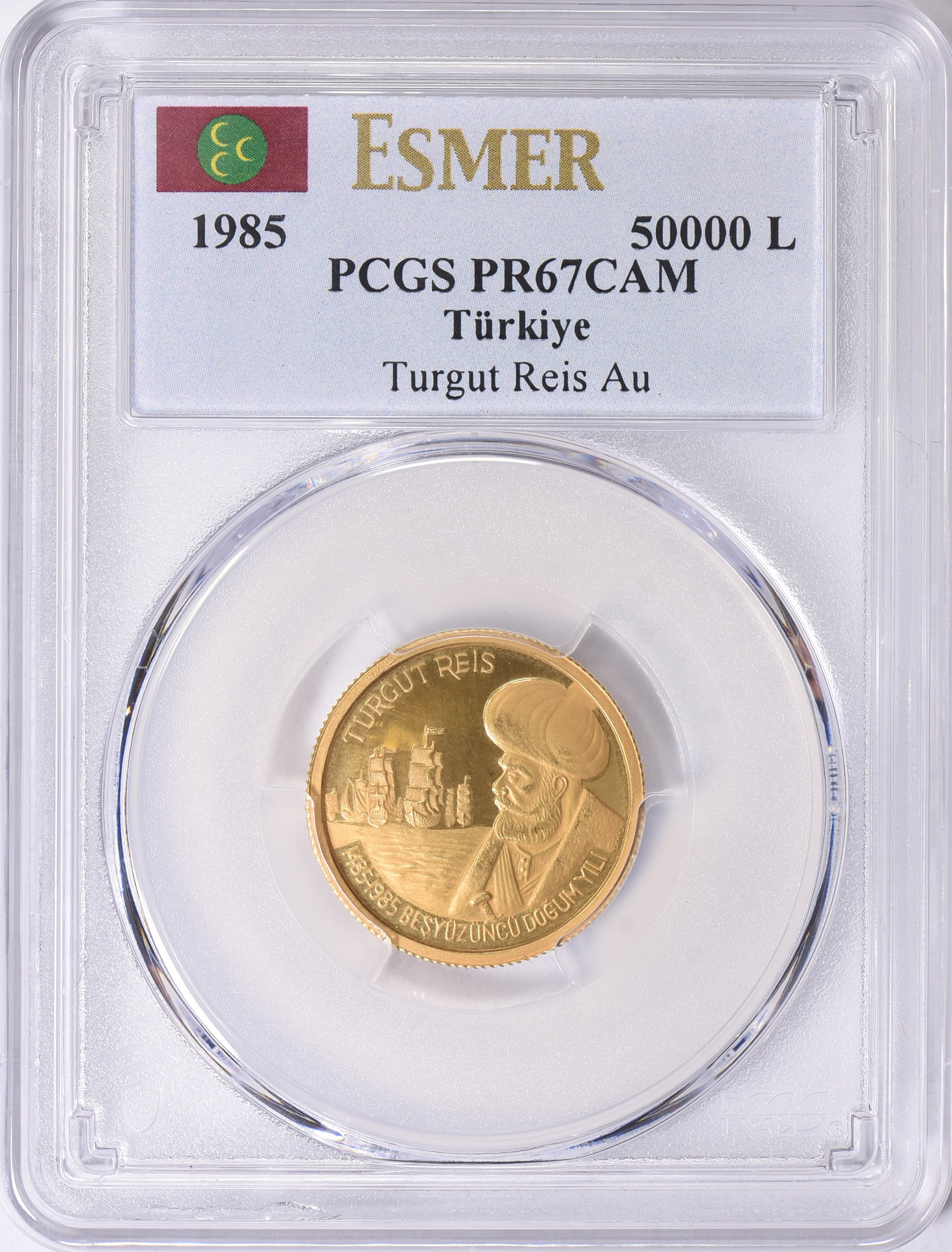 Turkey 1985 Gold 50,000 Lira (50 Bin Lara) Ali Pasha PCGS Proof-67 ...