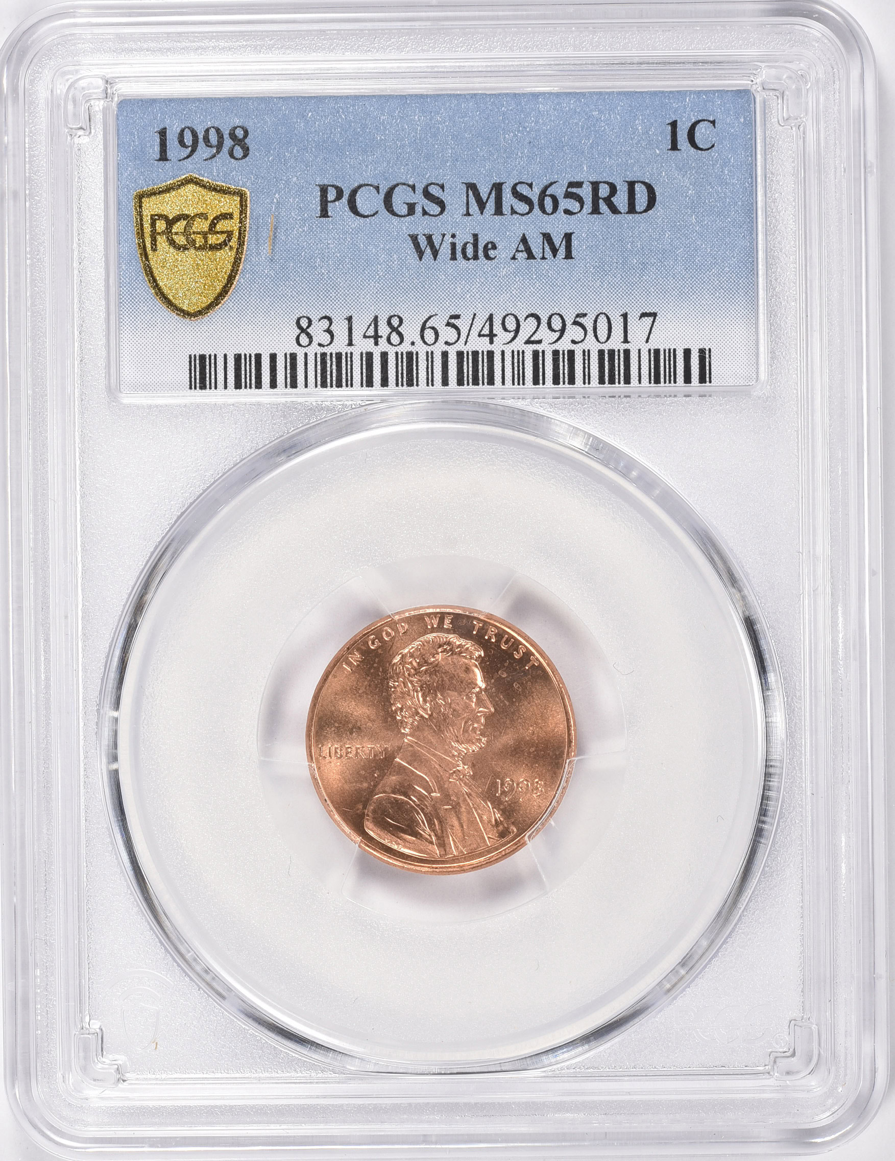 1998 Lincoln Cent Wide AM PCGS MS-65 RD (Item 1714389 ...