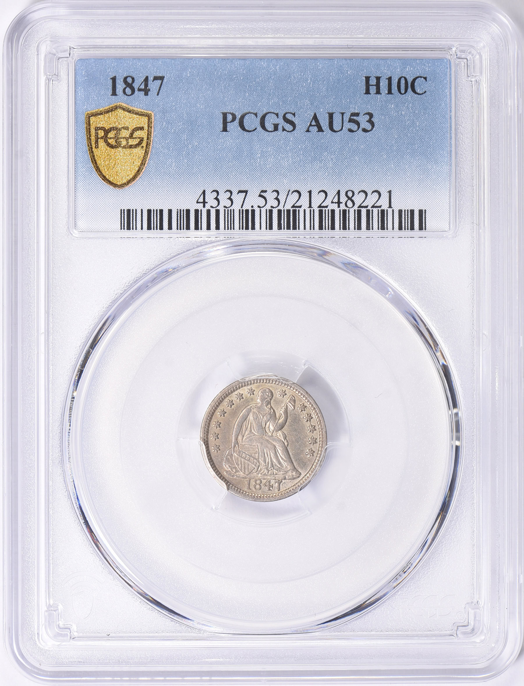 1847 Seated Liberty Half Dime PCGS AU-53 (Item 1714392) | GreatCollections Coin Auctions