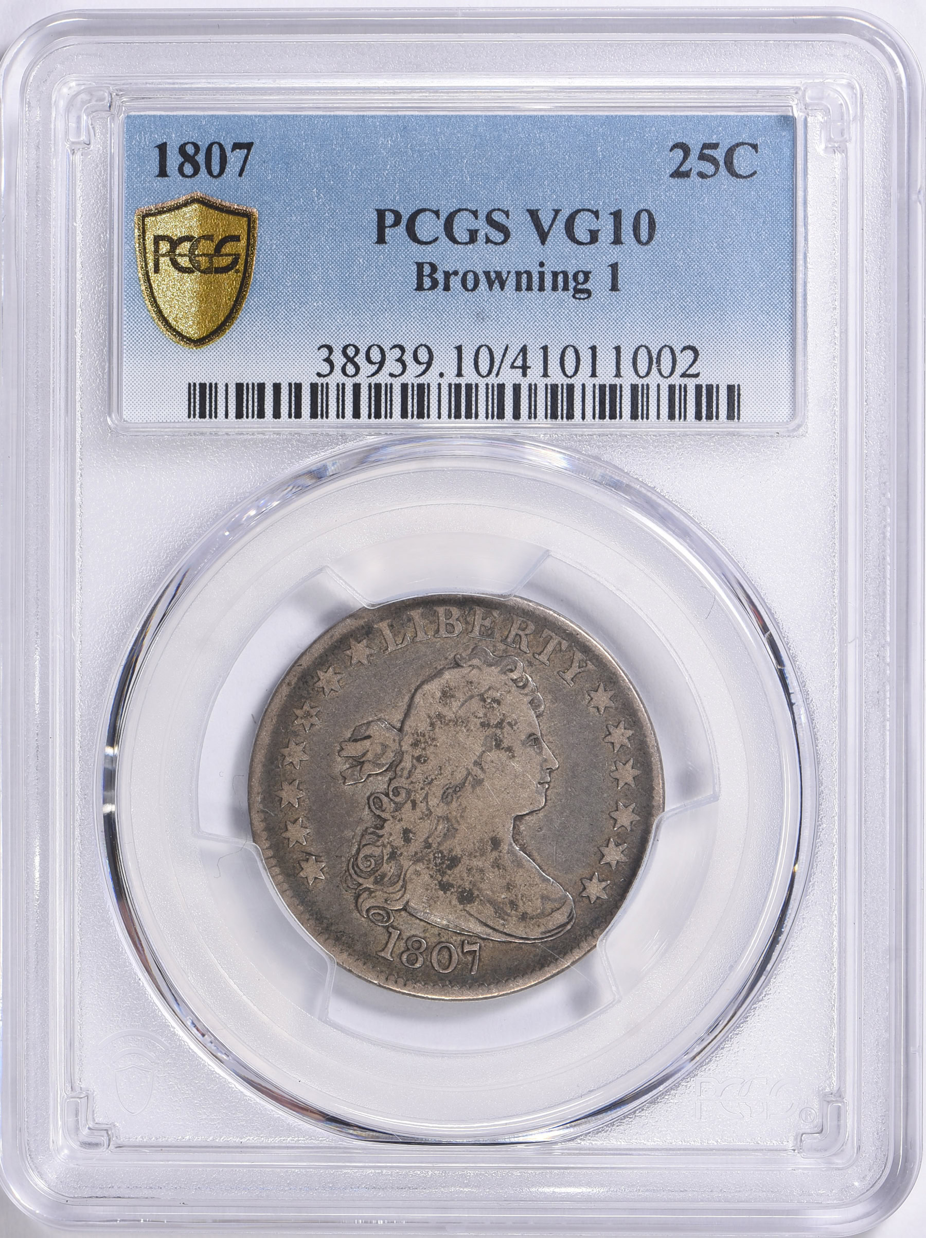 1807 Draped Bust Quarter Browning 1 PCGS VG-10 (Item 1714395 ...