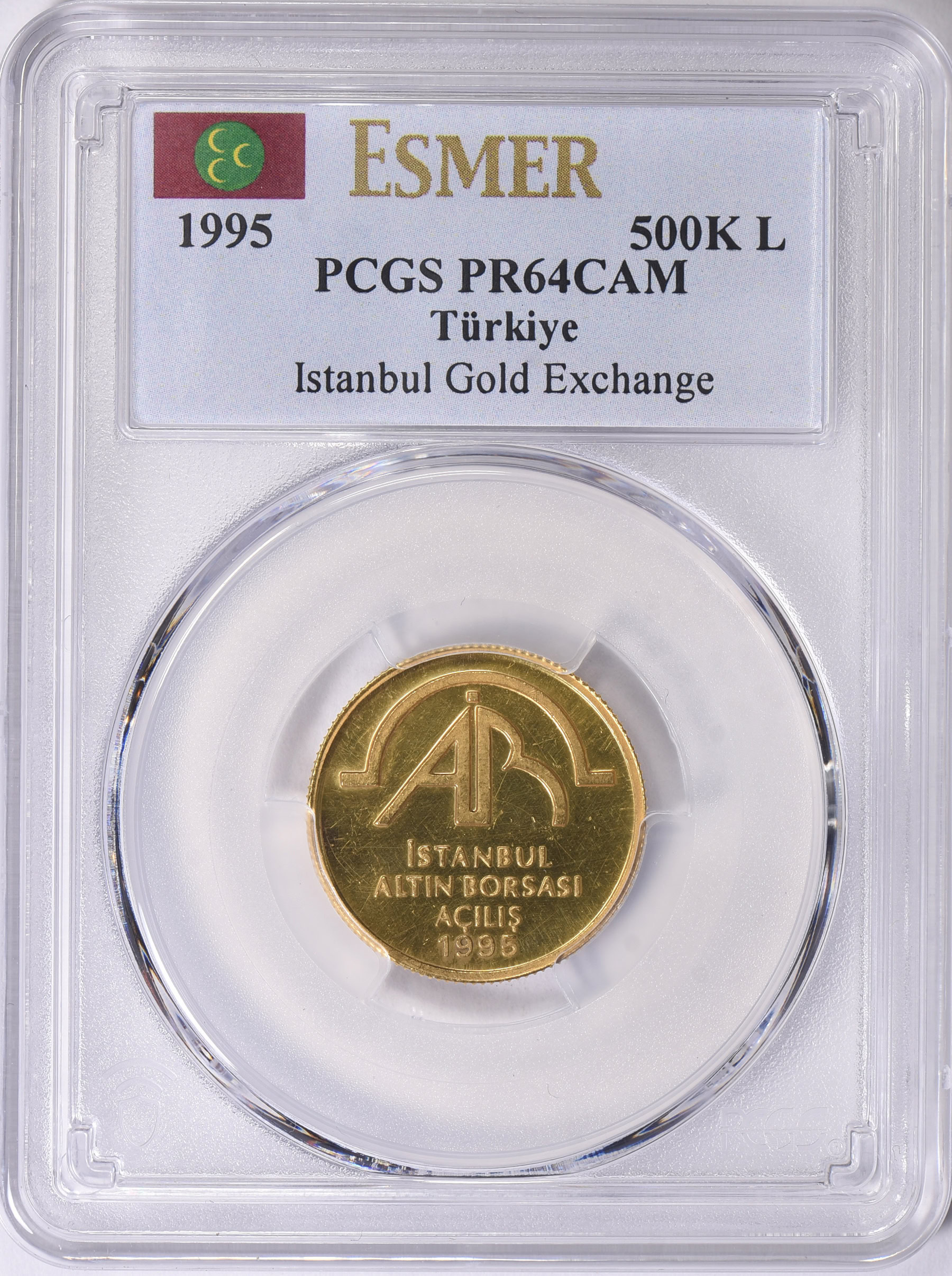 Turkey 1995 Gold 500,000 Lira Istanbul Gold Exchange PCGS Proof-64 ...