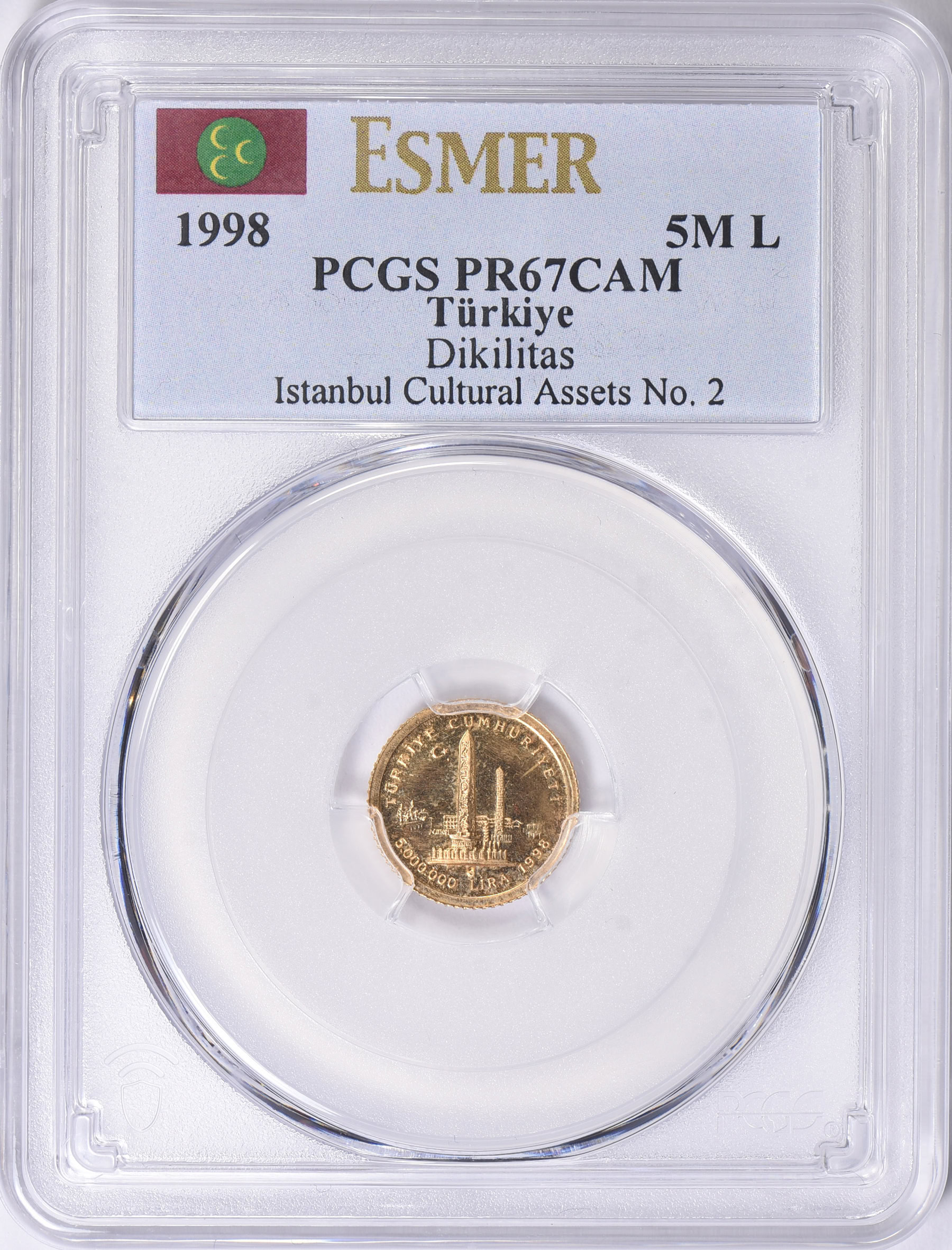 Turkey 1998 Gold 5,000,000 Lira Istanbul Culture, Dikilitas PCGS Proof ...