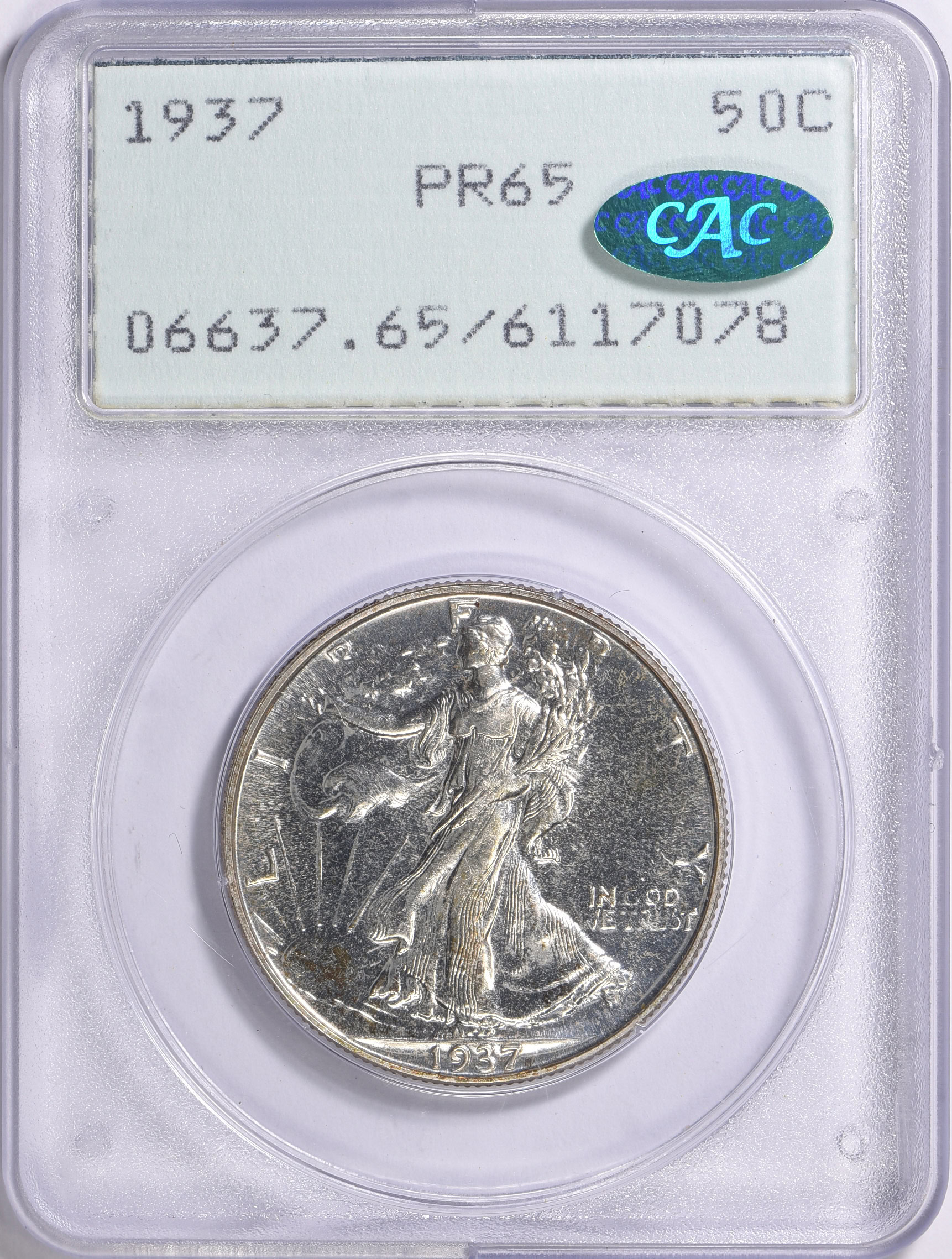 1937 Walking Liberty Half Dollar PCGS Proof-65 (CAC Green) OGH (1st Gen) (Item 1714542 ...
