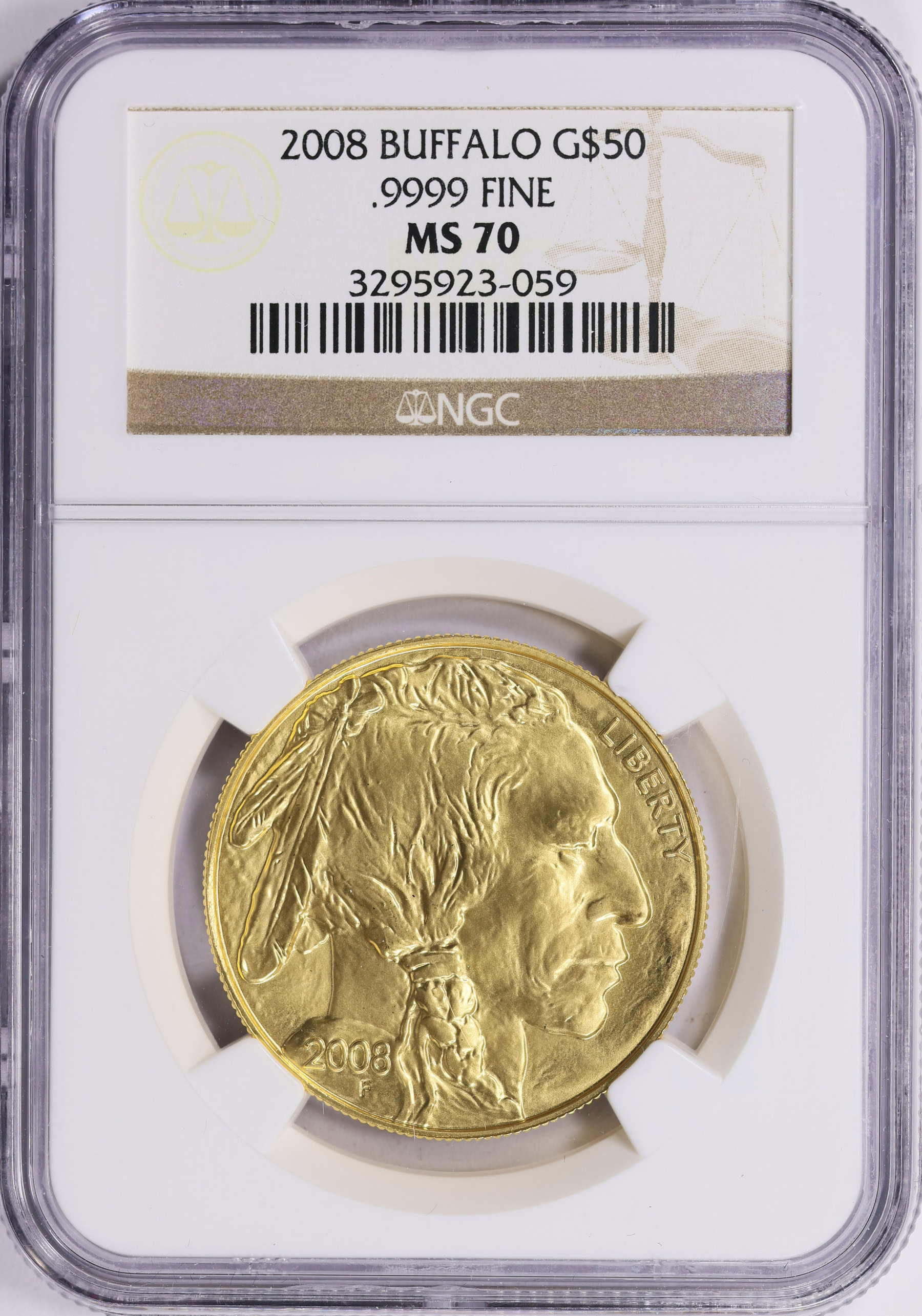 2008 $50 One-Ounce Gold American Buffalo NGC MS-70 (Item 1714547) | GreatCollections Coin Auctions