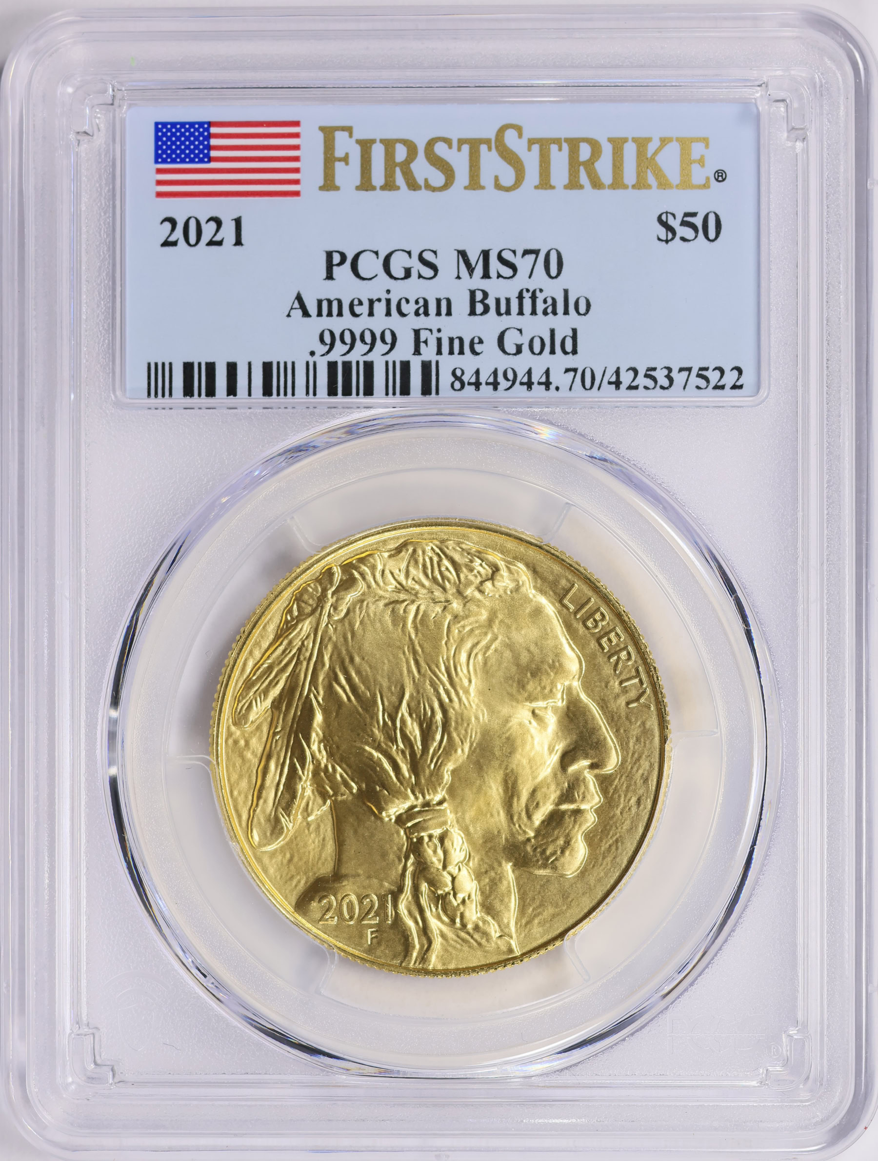 2021 $50 One-Ounce Gold American Buffalo First Strike PCGS MS-70 (Item 1714559 ...
