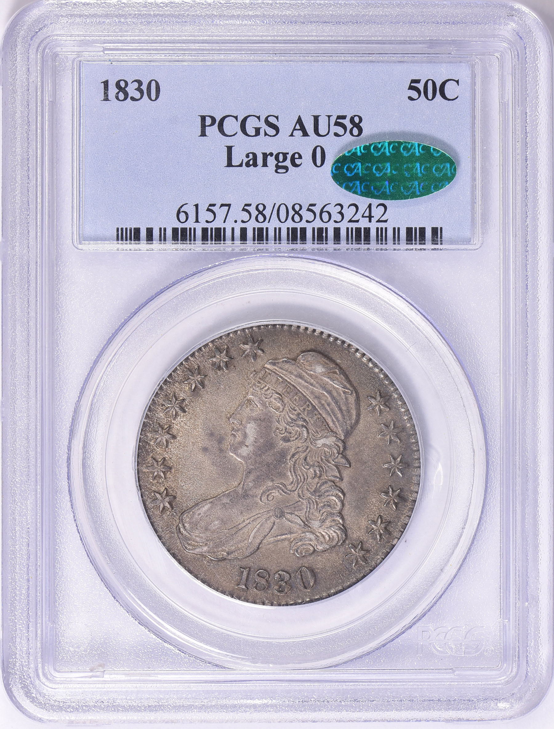 1830 Capped Bust Half Dollar Large 0 PCGS AU-58 (CAC Green) (Item 1714568) | GreatCollections ...