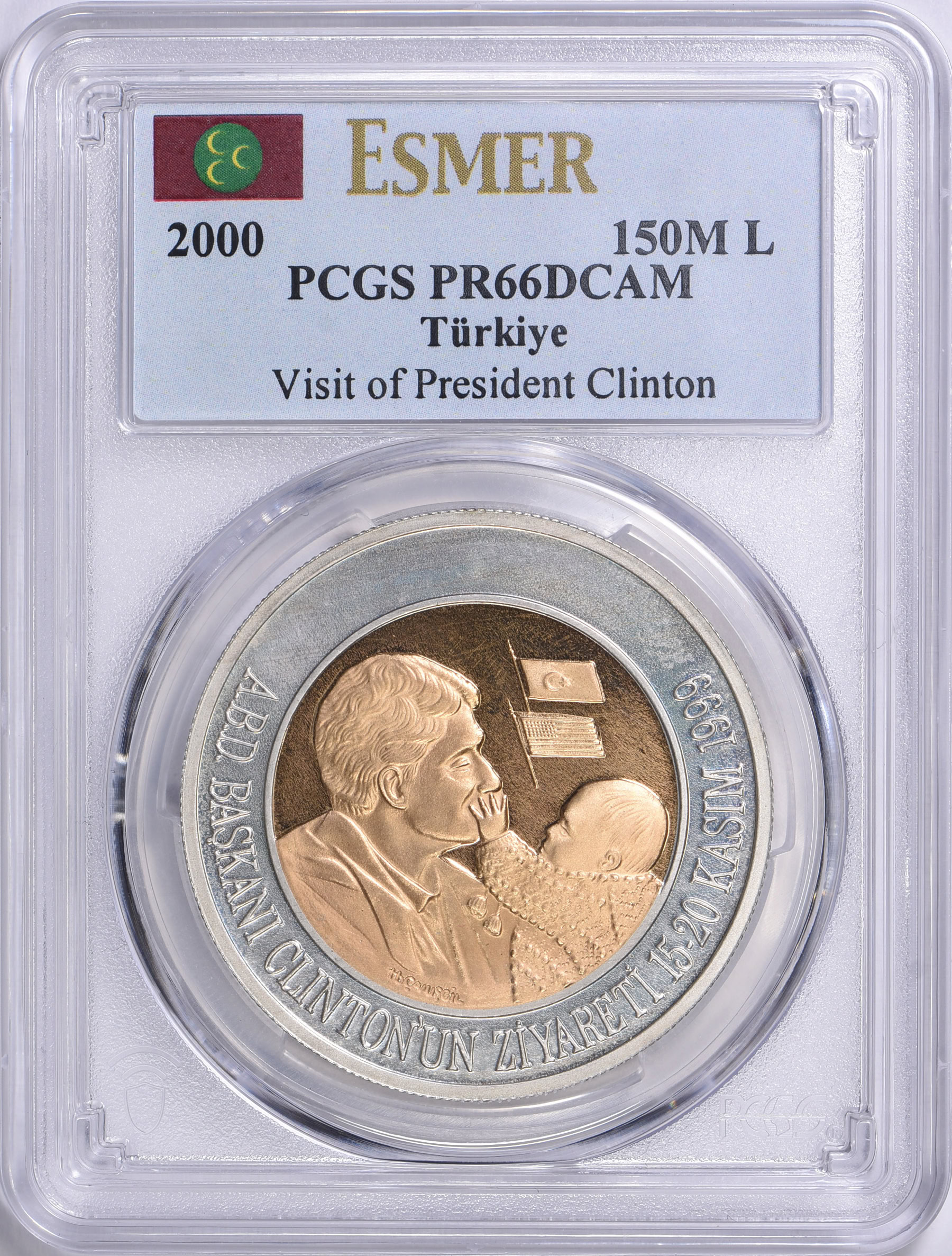 Turkey 2000 Gold 150,000,000 Lira Visit of President Clinton KM-1116 ...