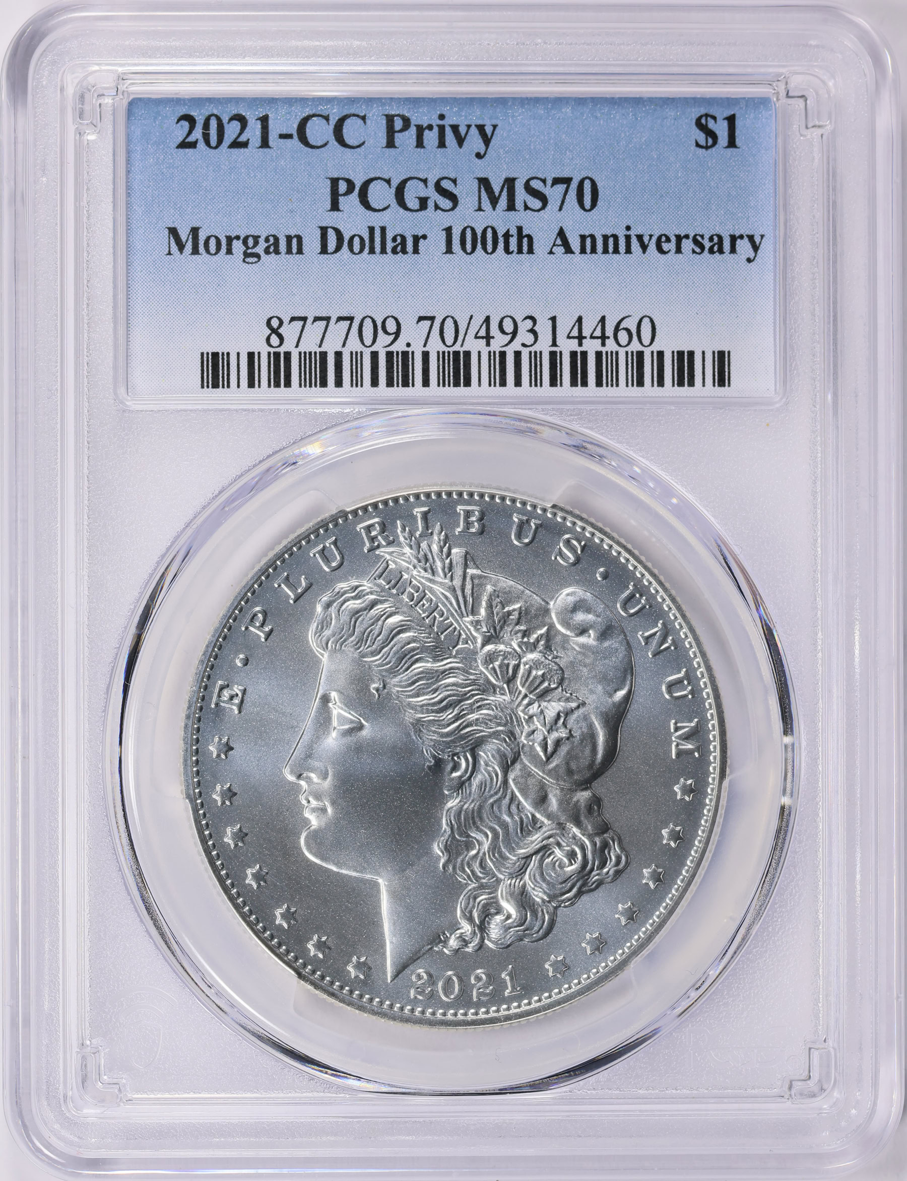 2021-CC Morgan Silver Dollar CC Privy 100th Anniversary PCGS MS-70 ...