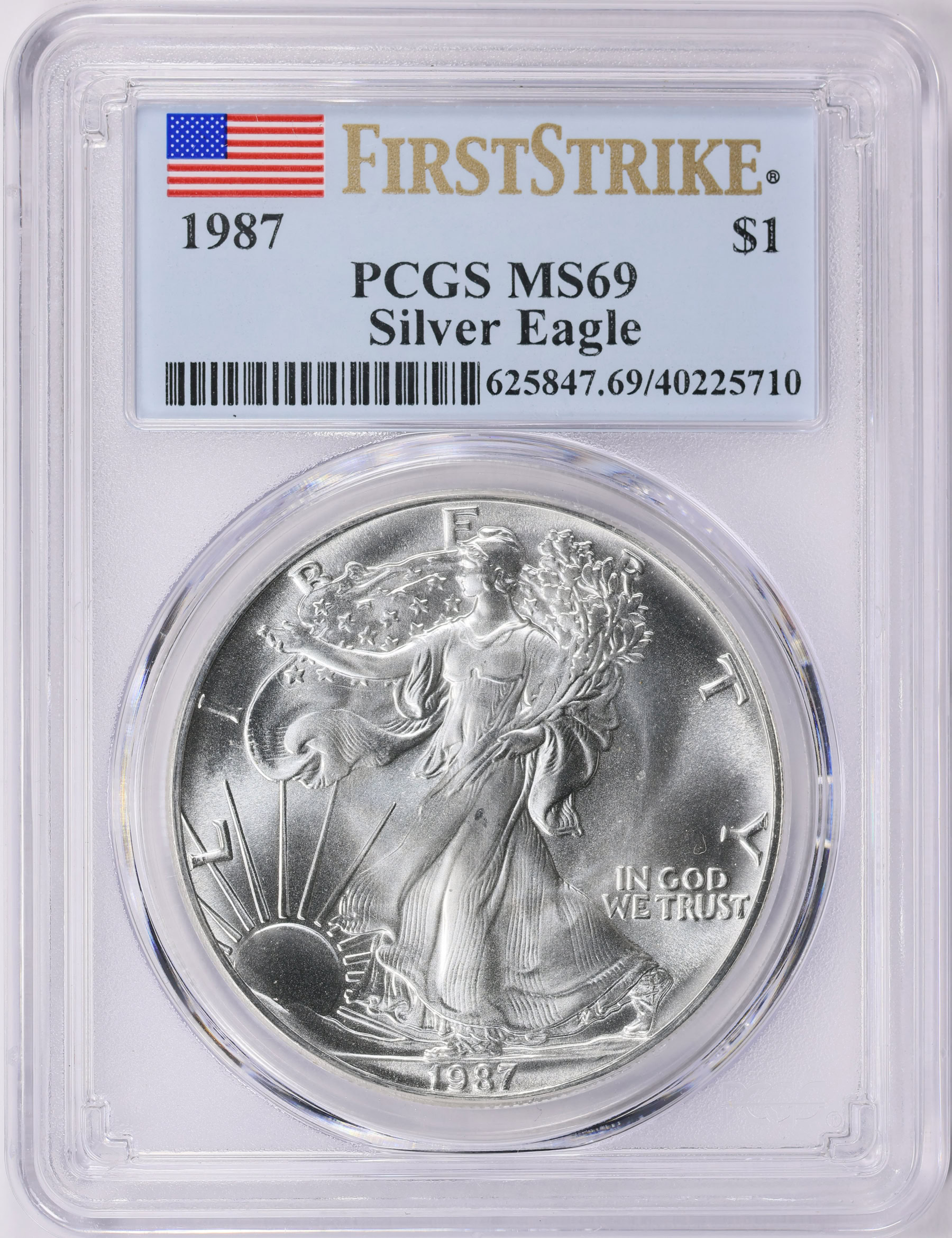 1987 $1 Silver Eagle First Strike PCGS MS-69 (Item 1714833 ...
