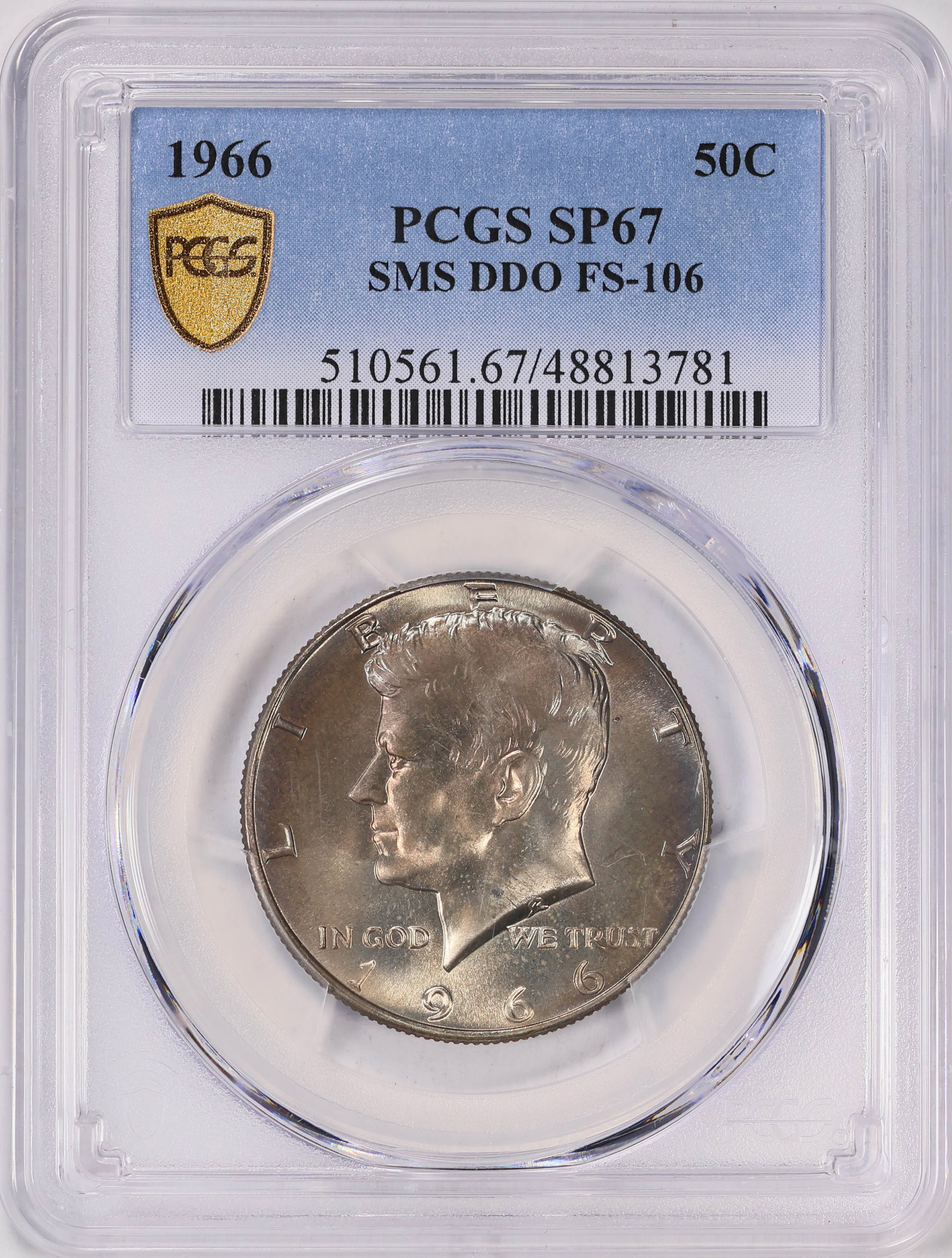 1966 Kennedy Half Dollar SMS Doubled Die Obverse FS-106 PCGS SP-67 (Toned) (Item 1714836 ...