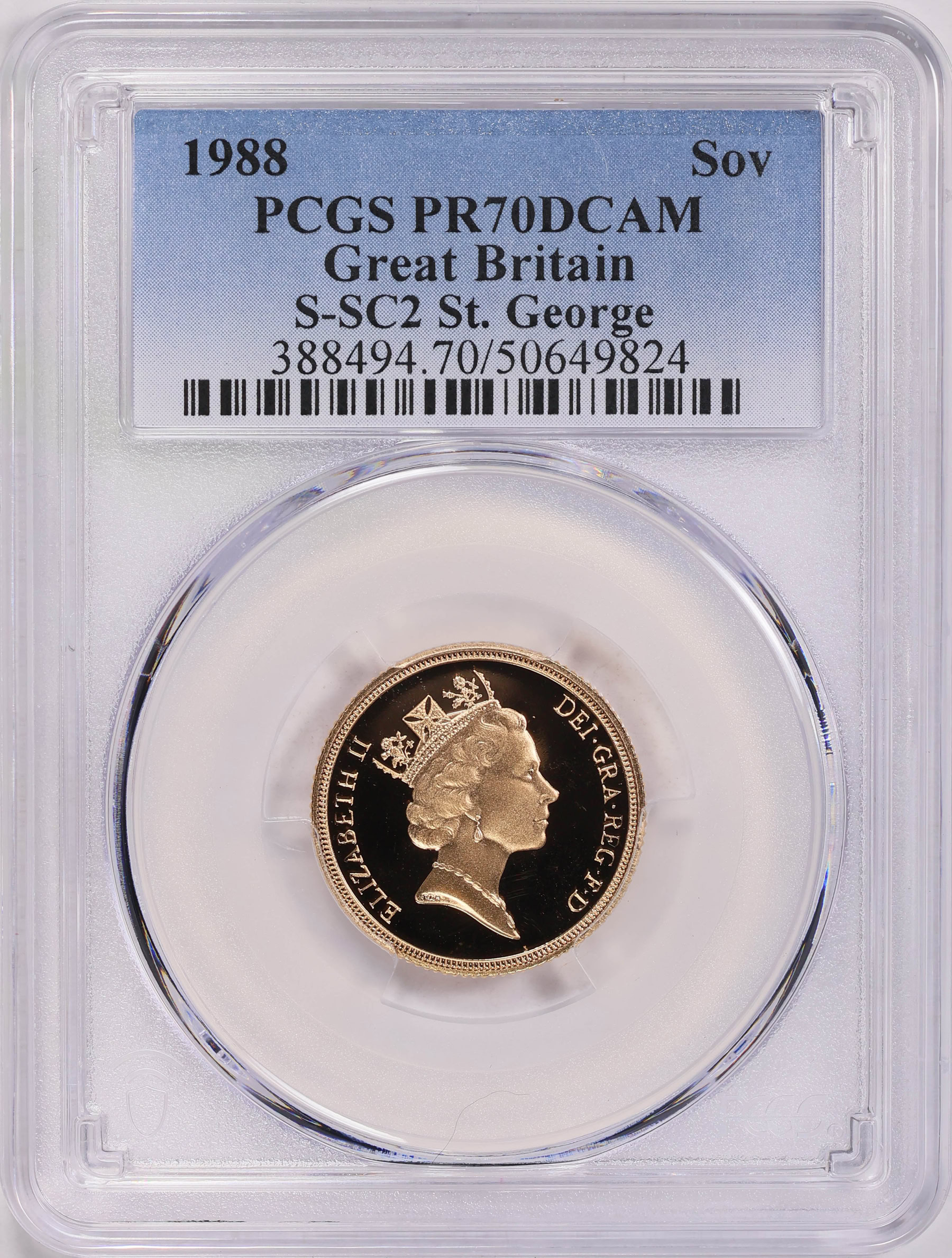 Great Britain 1988 Gold Sovereign St. George KM-943 PCGS Proof-70 DCAM ...