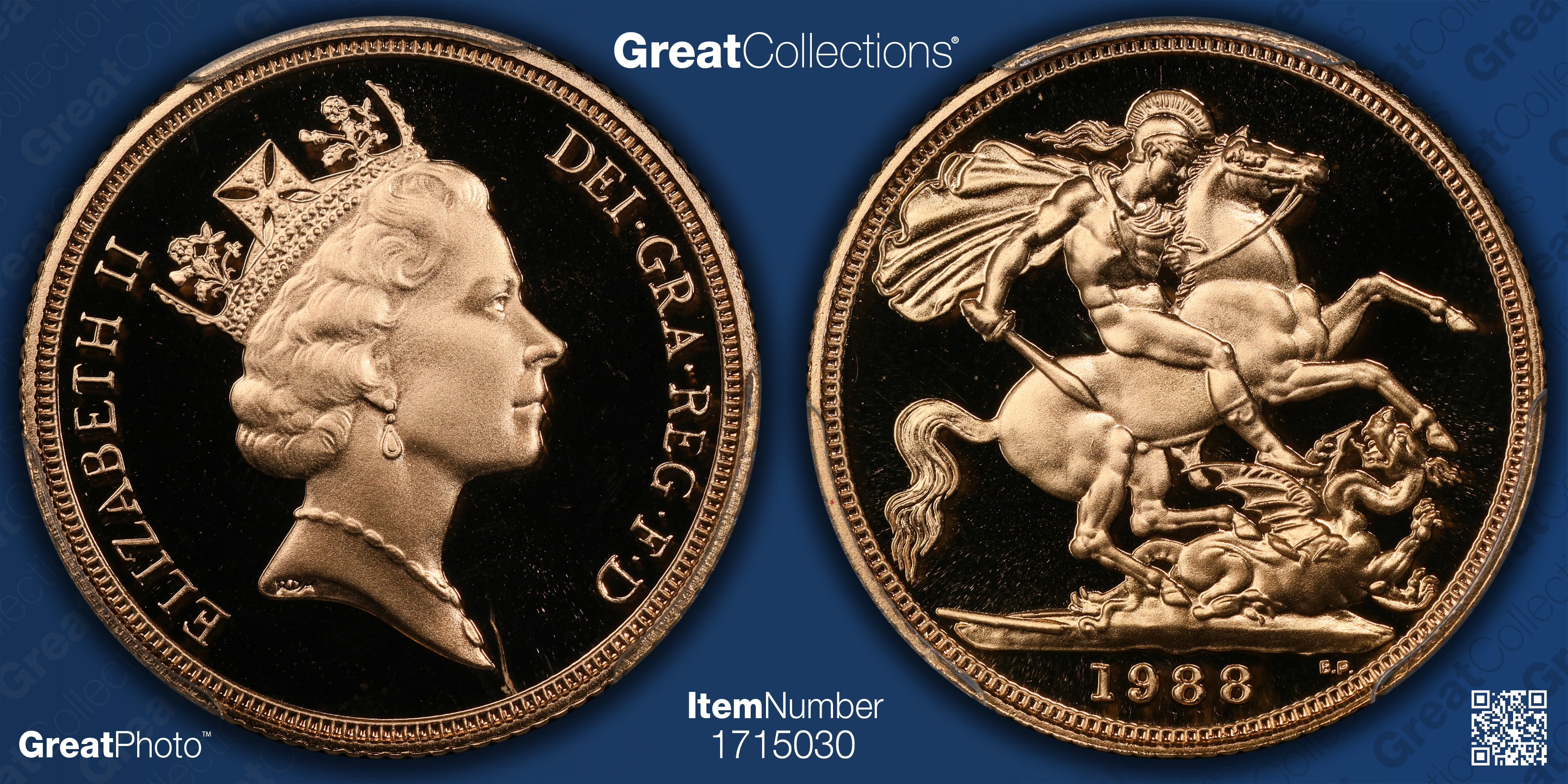 Great Britain 1988 Gold Sovereign St. George KM-943 PCGS Proof-70 DCAM ...