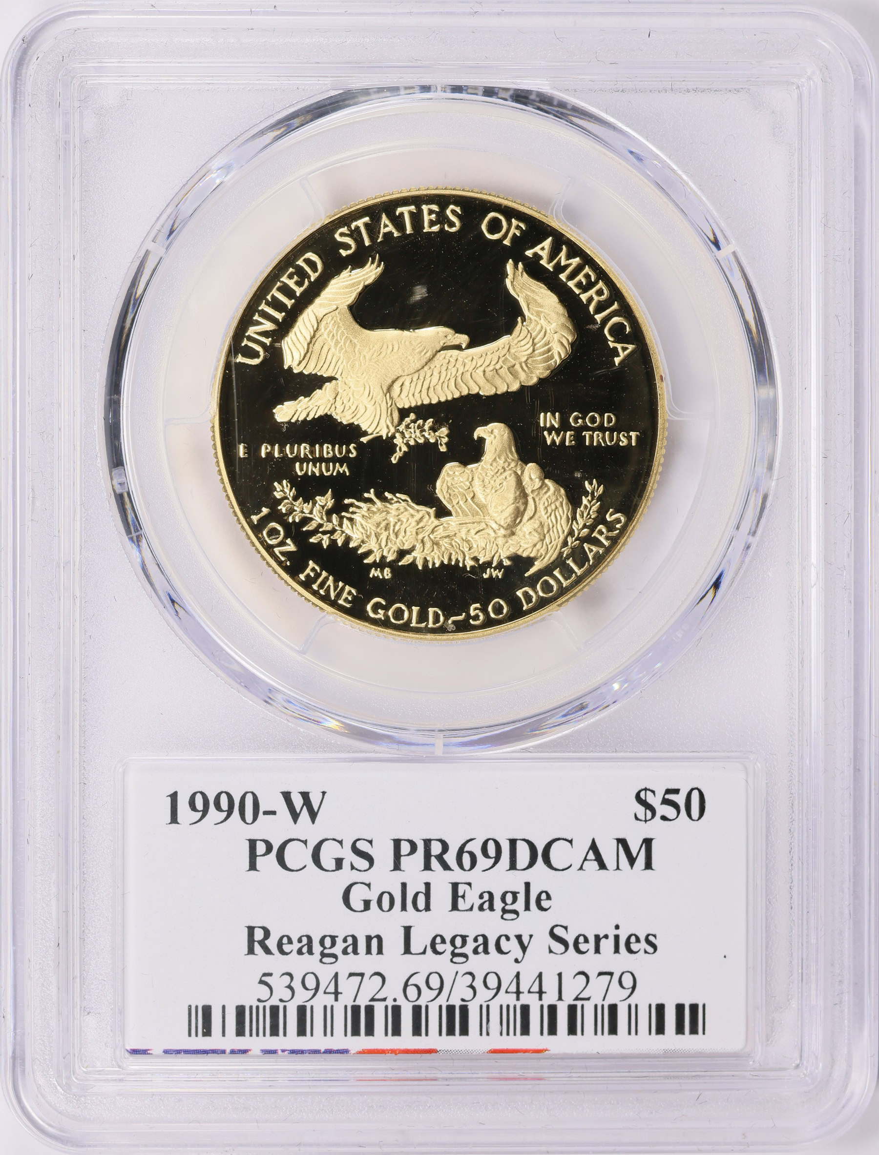 1990-W $50 One-Ounce Gold American Eagle Reagan Legacy Series PCGS ...