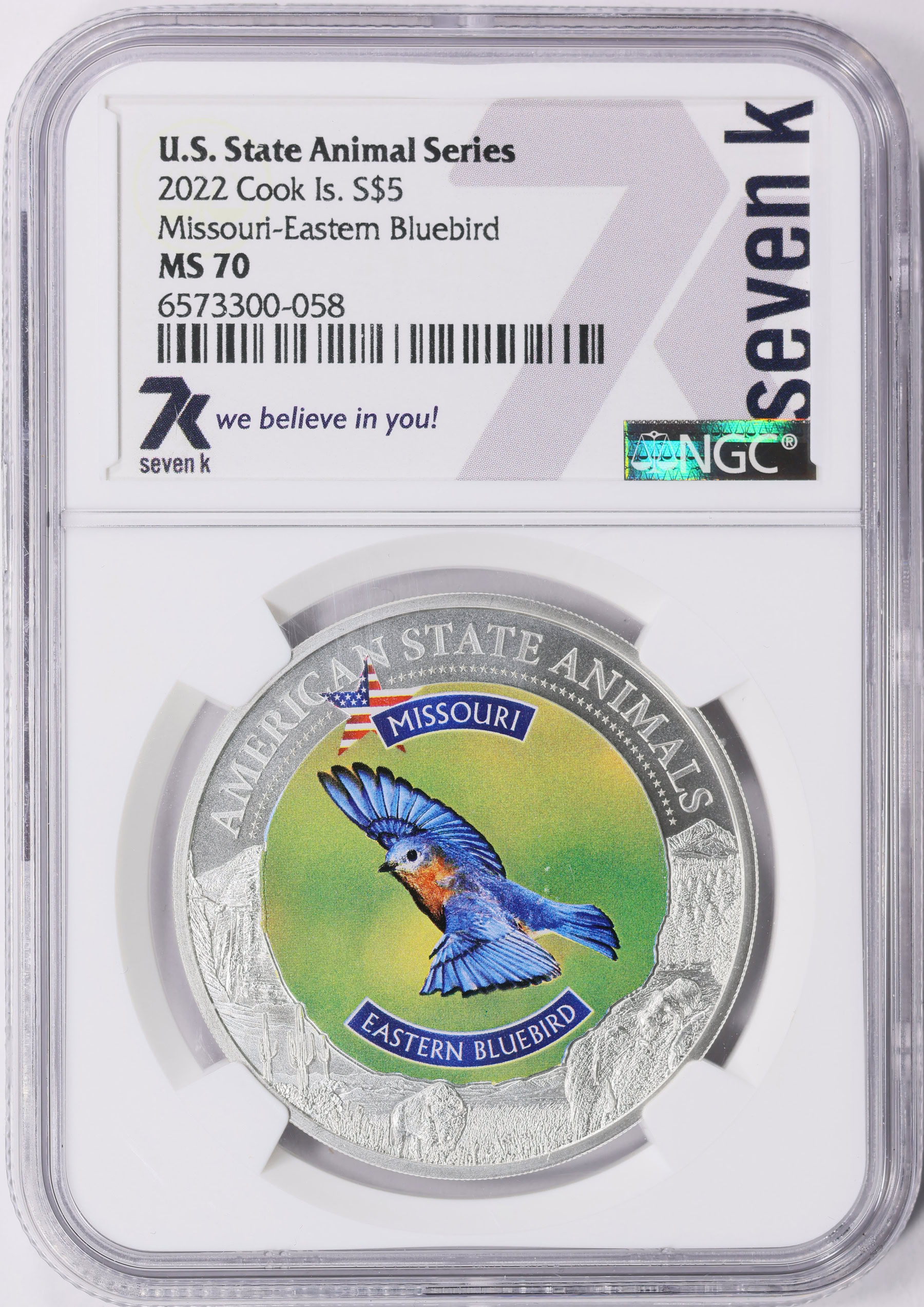Cook Islands 2022 Colorized Silver $5 U.S. State Animal Series Missouri ...