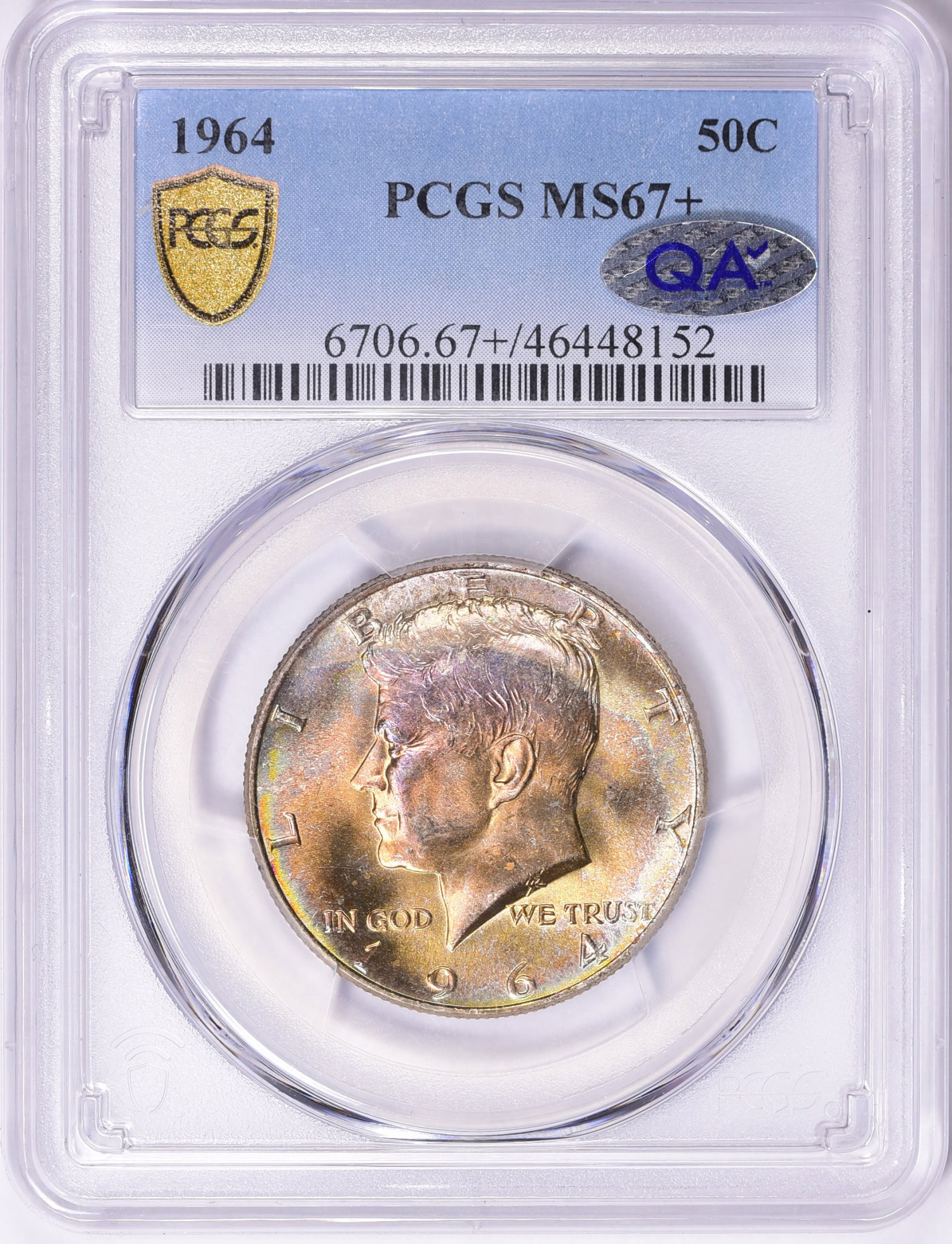 1964 Kennedy Half Dollar PCGS MS-67+ (QA) (Toned) (Item 1715085 ...