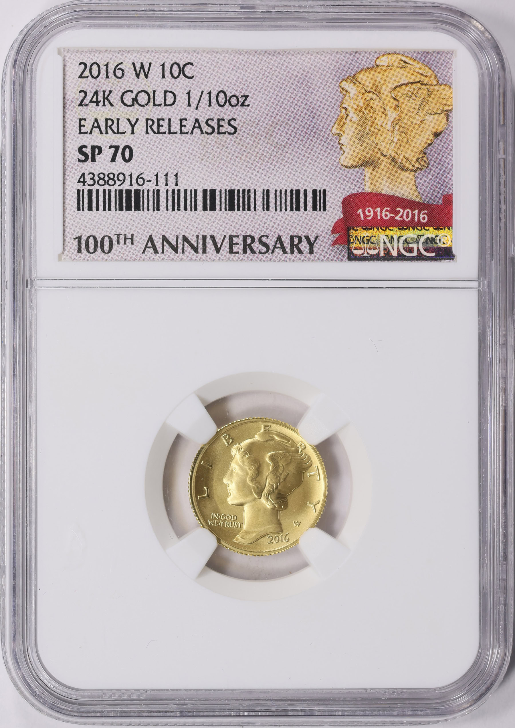 2016-W Gold Mercury Dime 100th Anniversary. Early Releases NGC SP-70 ...