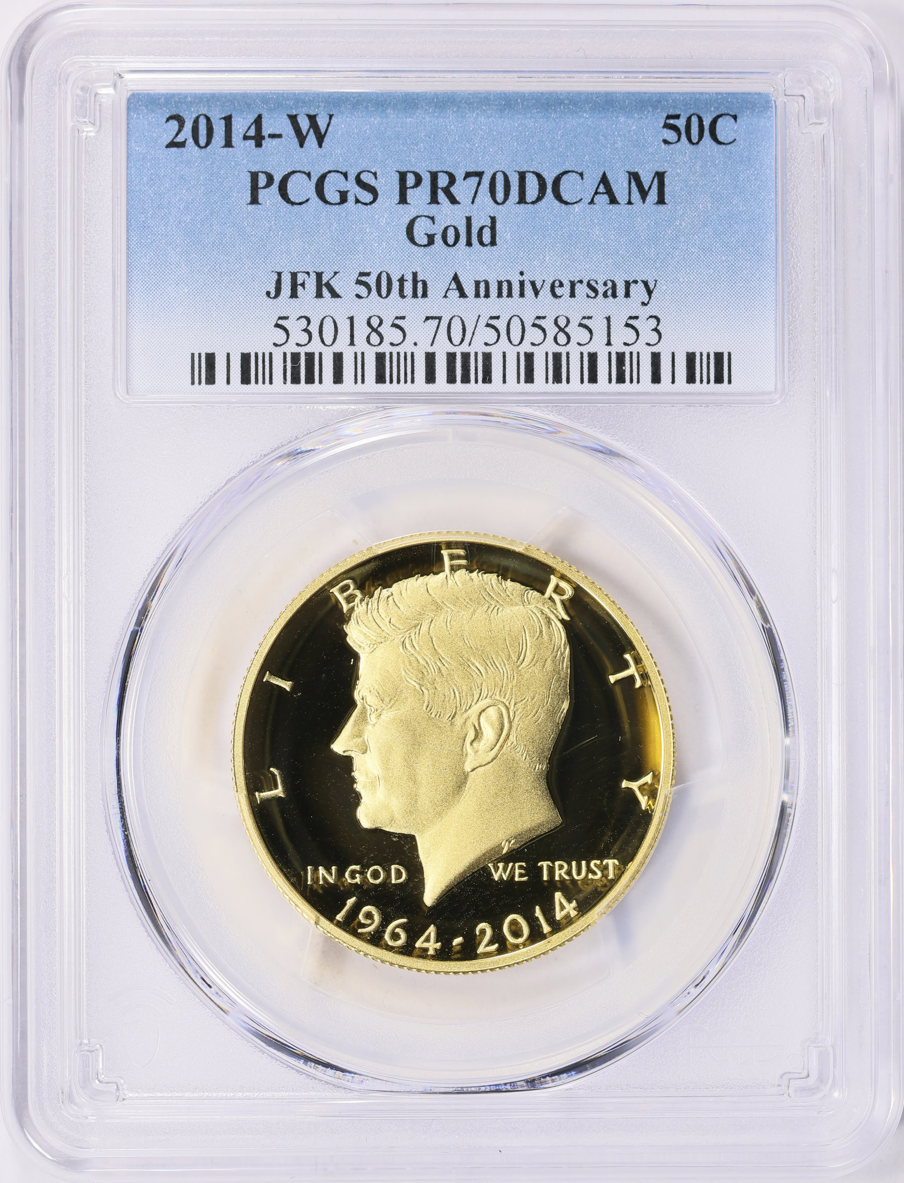 2014-W John F. Kennedy Gold Half Dollar 50th Anniversary PCGS Proof-70 ...