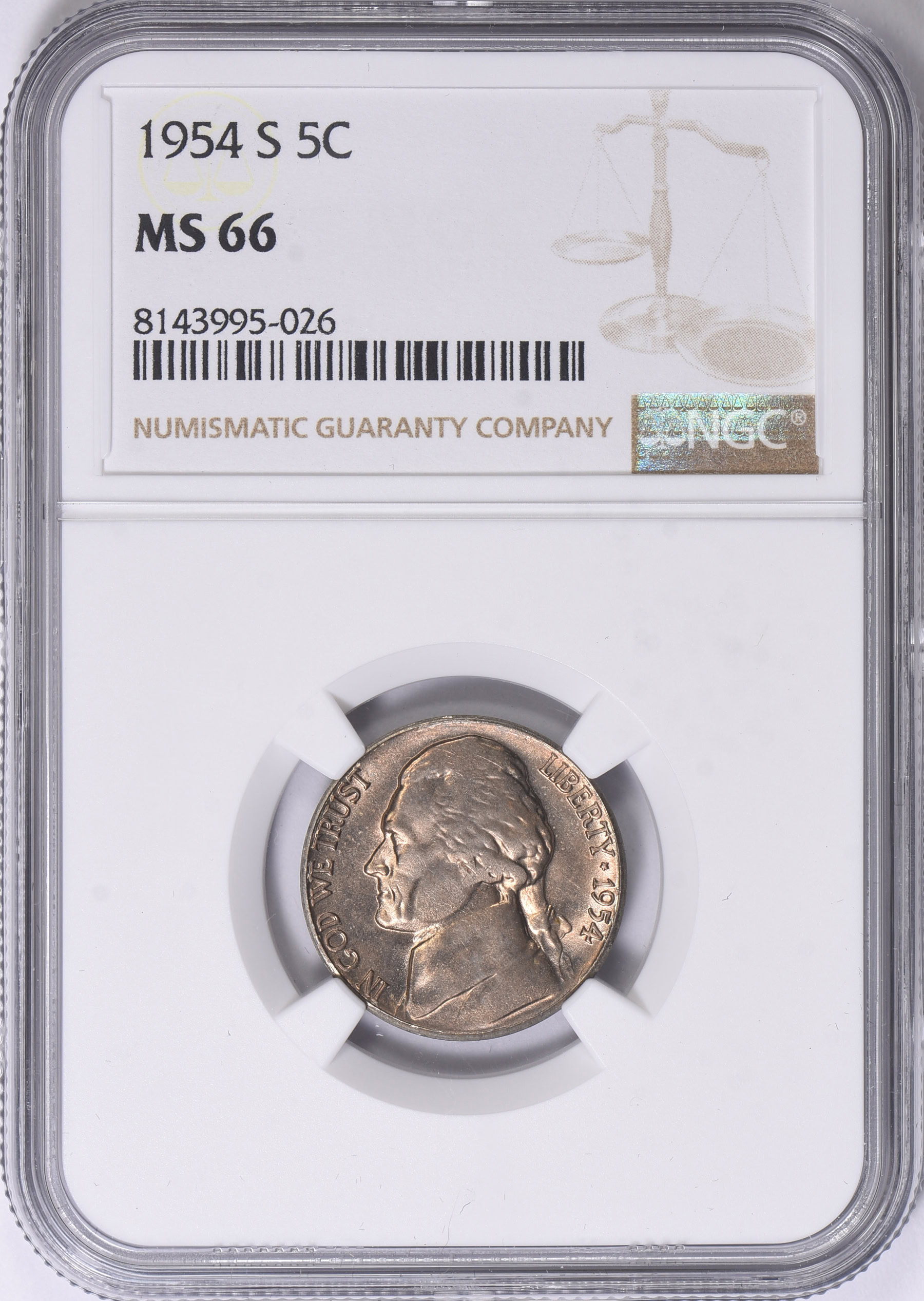 1954-S Jefferson Nickel NGC MS-66 (Item 1715405) | GreatCollections Coin Auctions