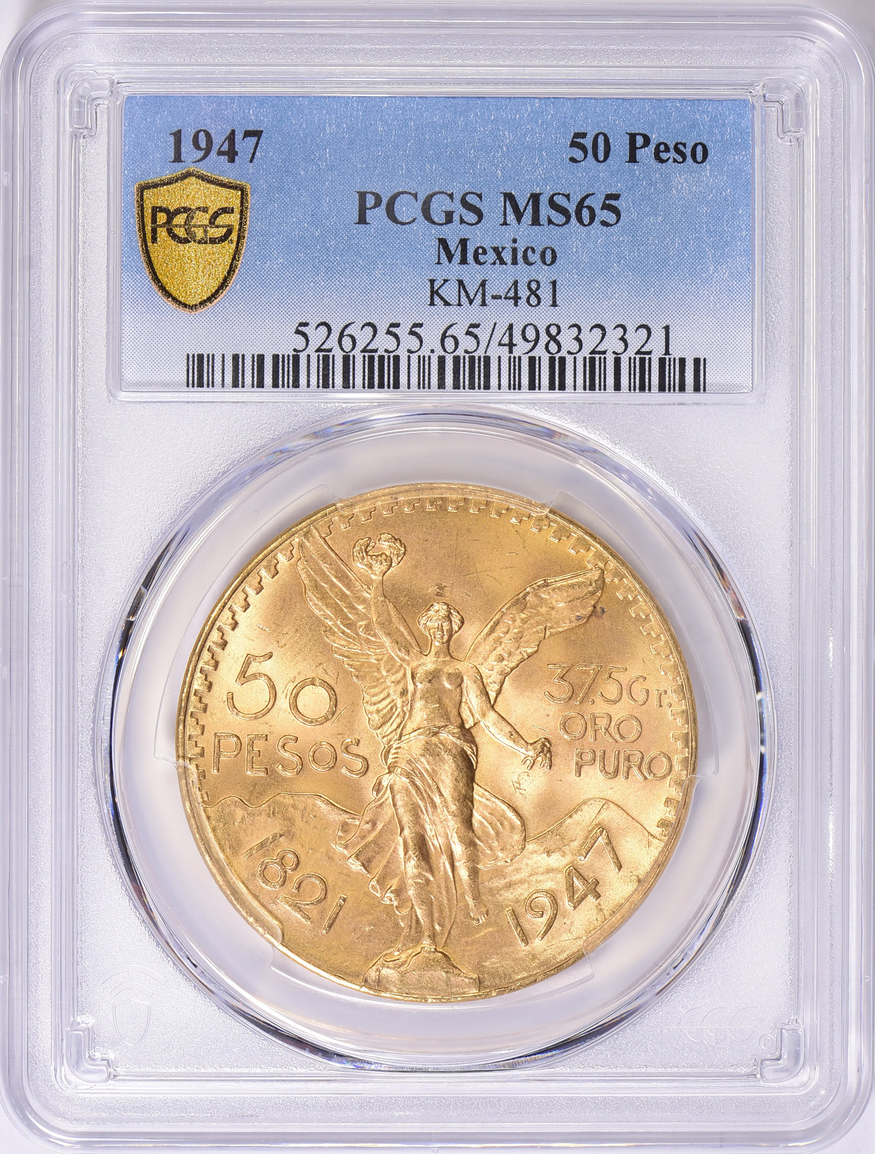 Mexico 1947 Gold 50 Pesos KM-481 PCGS MS-65 (AGW = 1.2057 Oz.) (Item 1715424) | GreatCollections ...