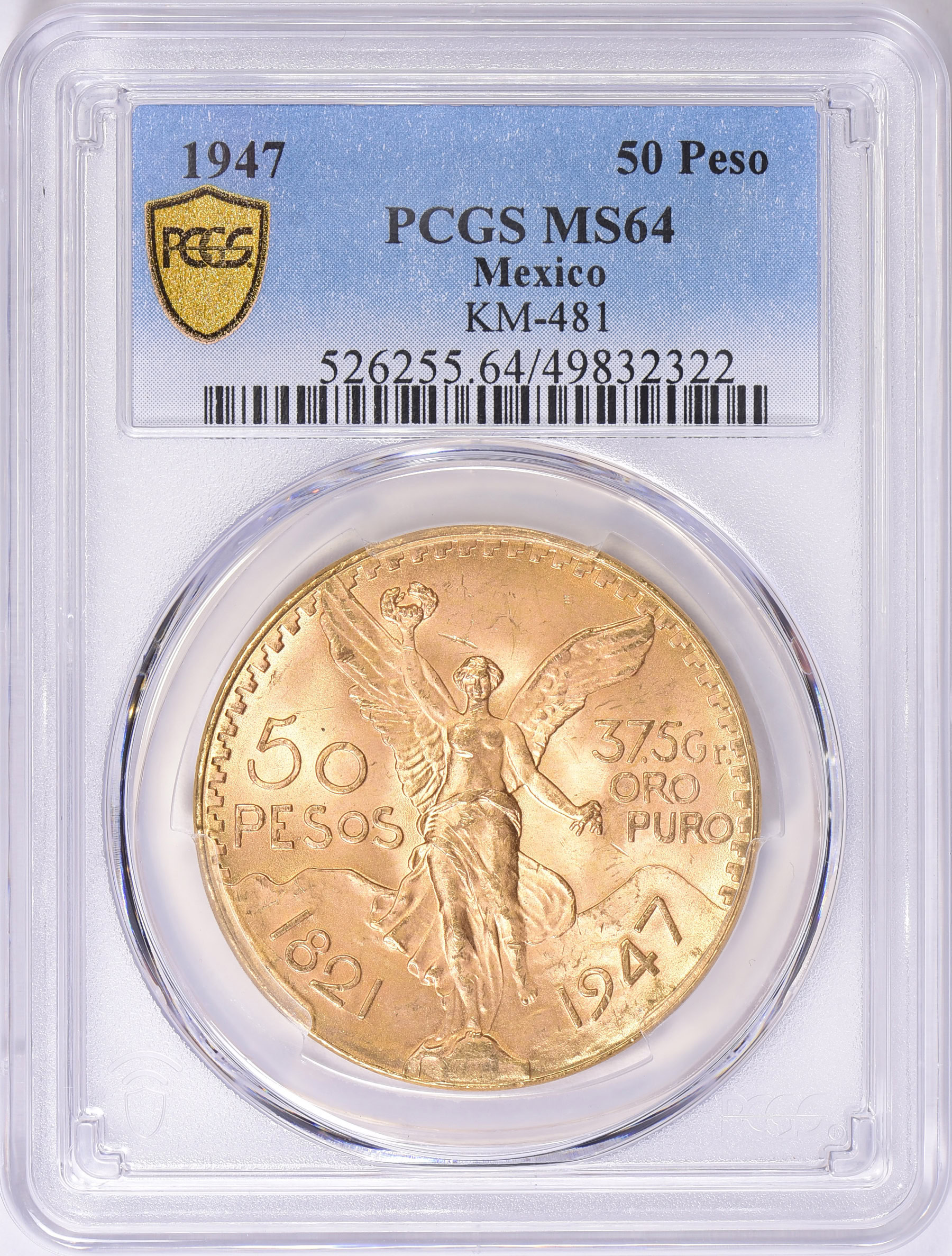 Mexico 1947 Gold 50 Pesos KM-481 PCGS MS-64 (AGW = 1.2057 Oz.) (Item ...