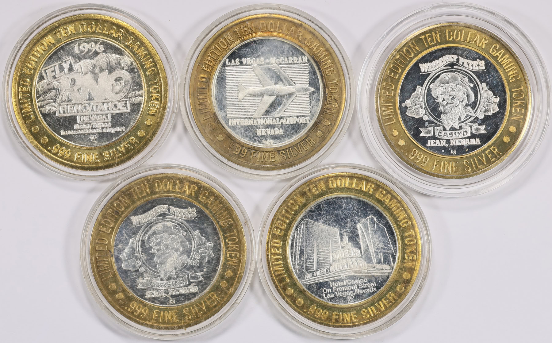 ND Nevada Silver 1.5oz & 1.75oz "$10" Gaming Token Selection ...