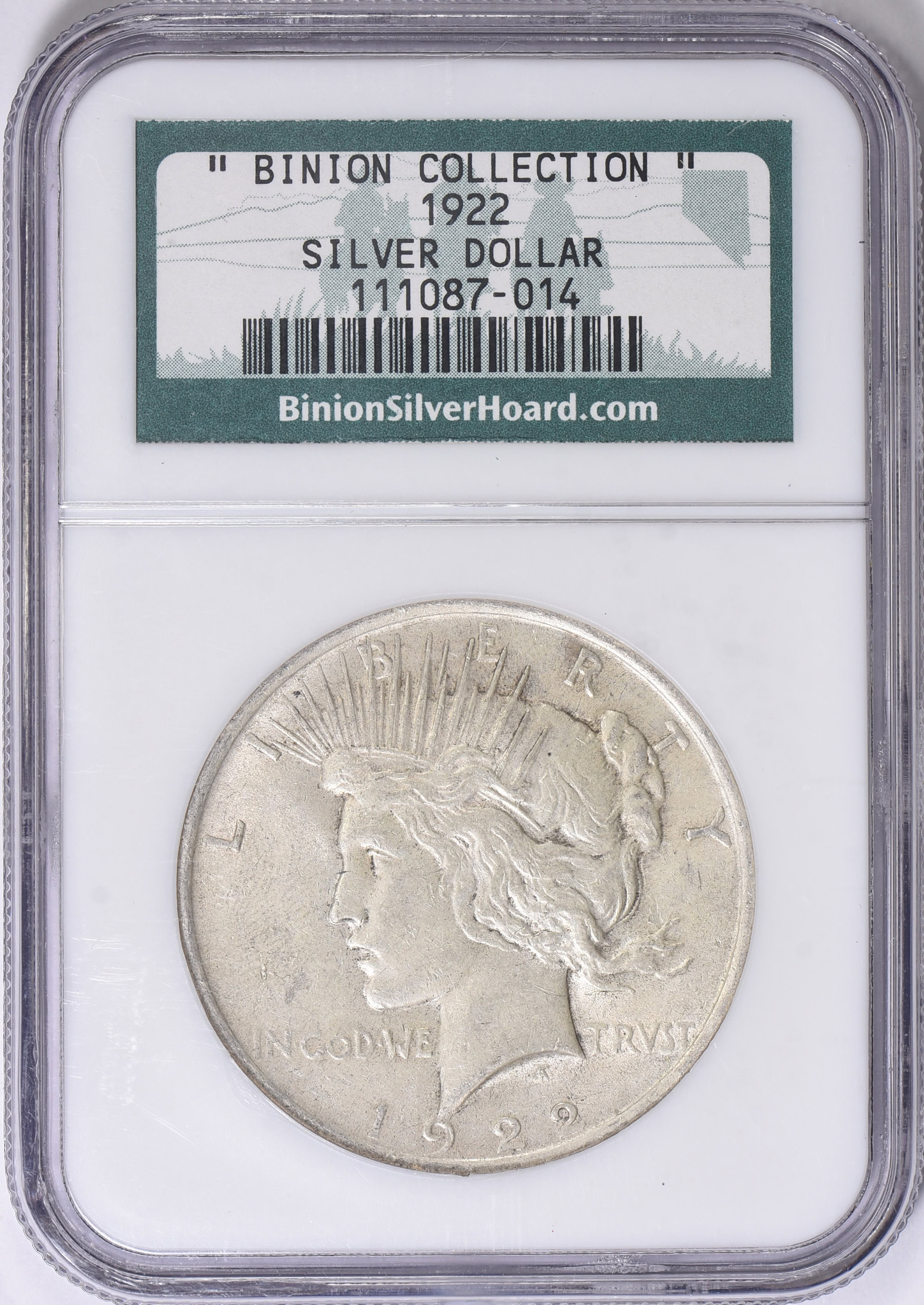 1922 Peace Silver Dollar NGC Certified (Binion Collection) (Item ...