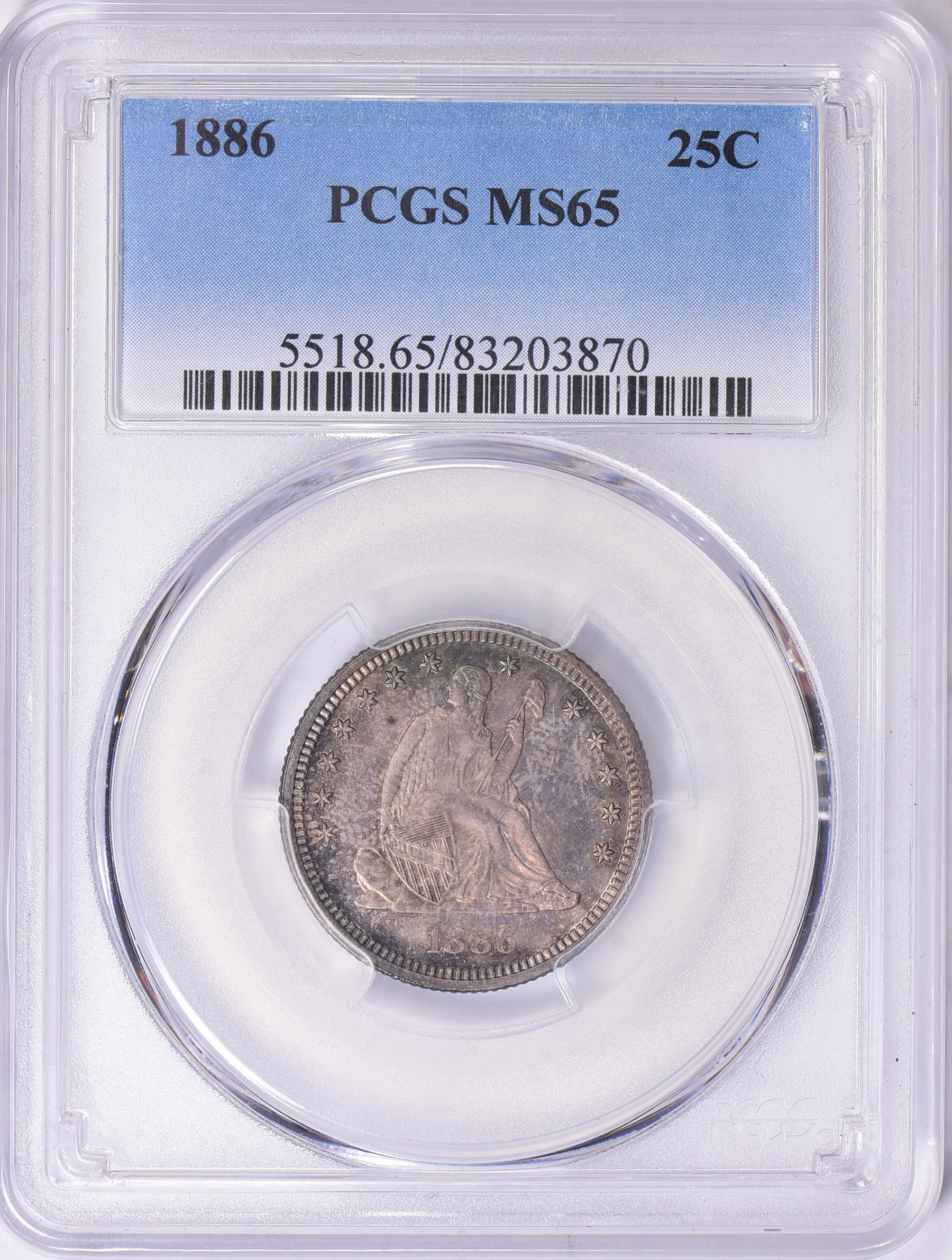 1886 Seated Liberty Quarter PCGS MS-65 (Toned) (Item 1715622 ...