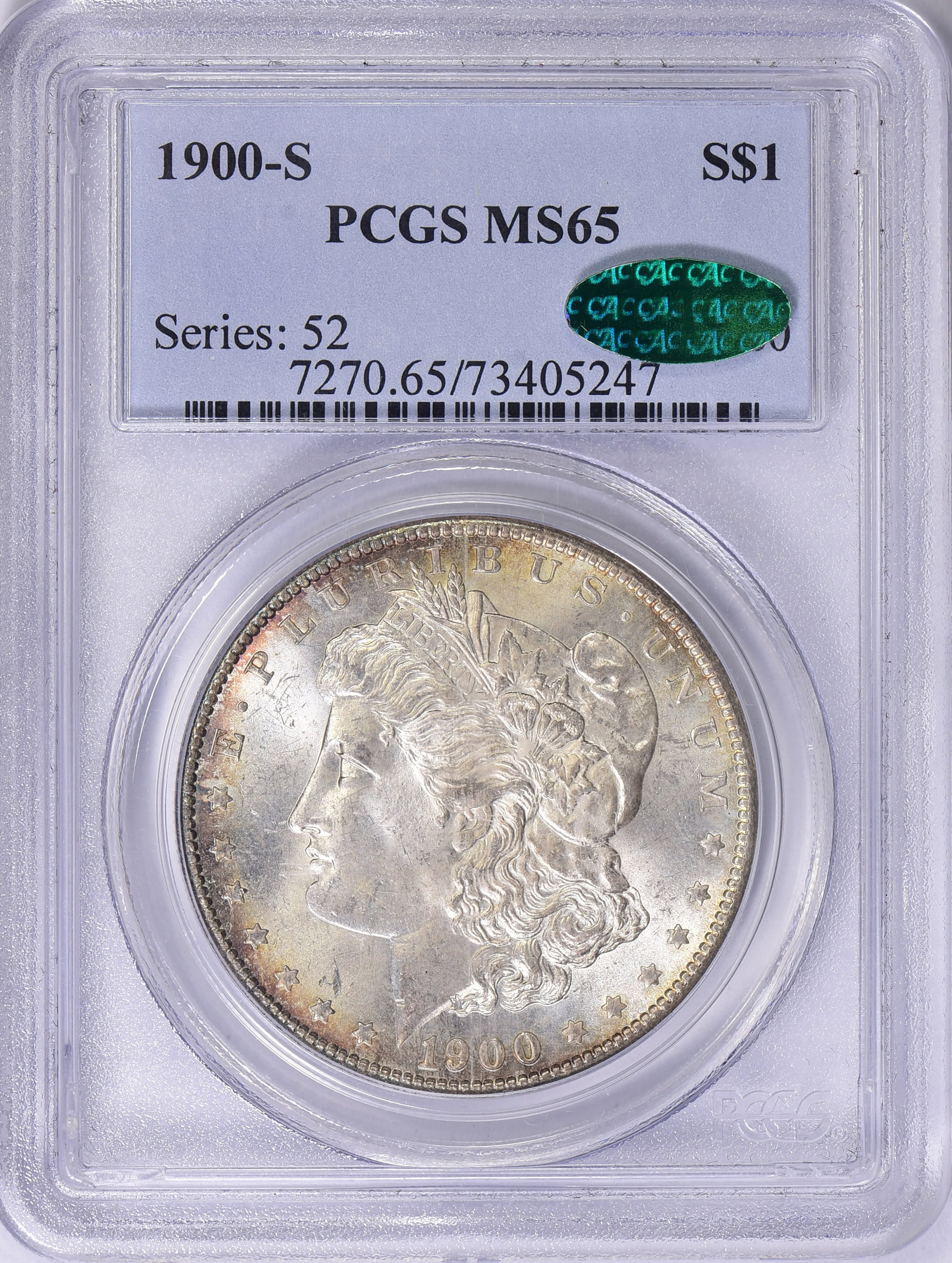 1900-S Morgan Silver Dollar PCGS MS-65 (CAC Green) (Toned) (Item 1715639) | GreatCollections ...